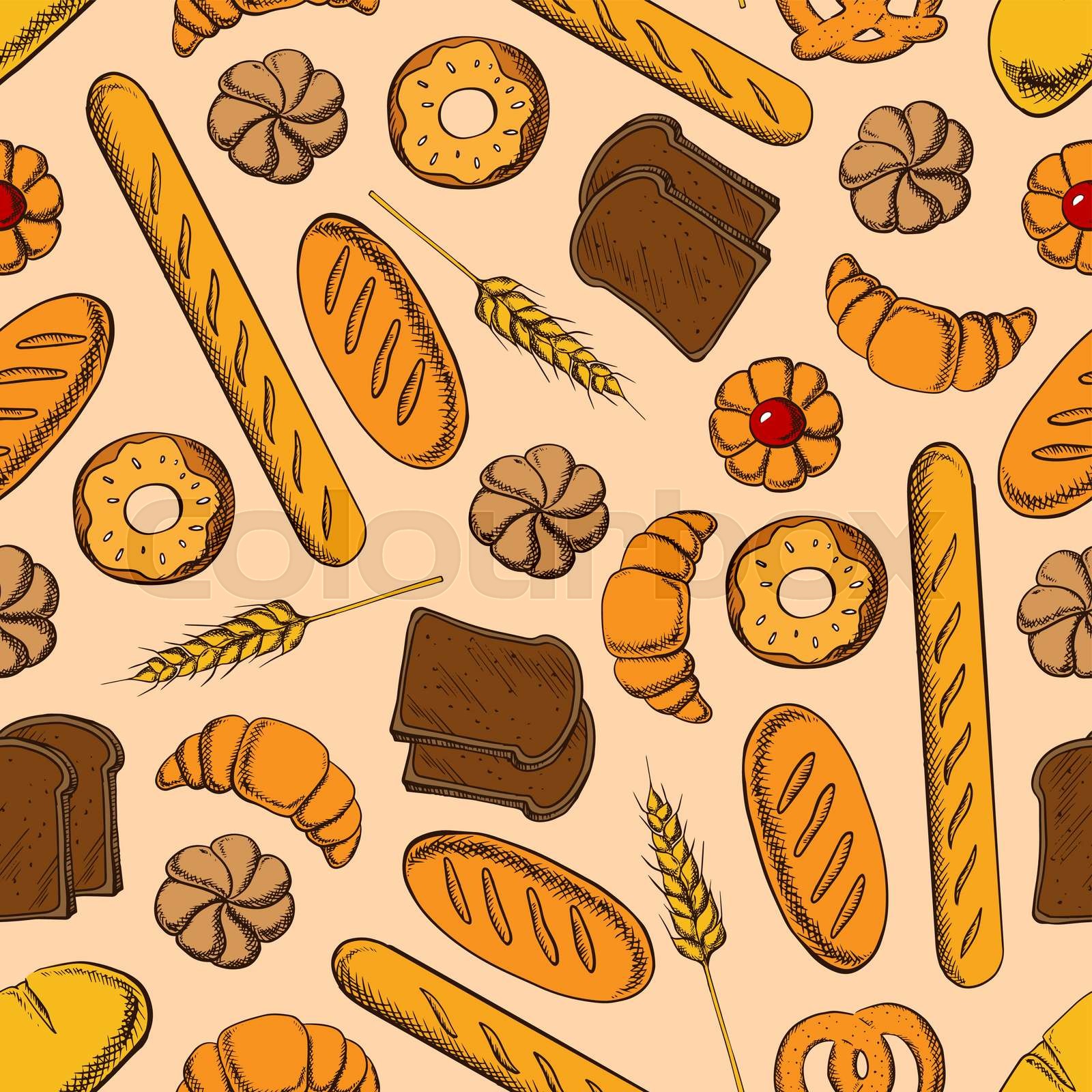 brot, natürlich, cartoon | Stock-Vektor | Colourbox