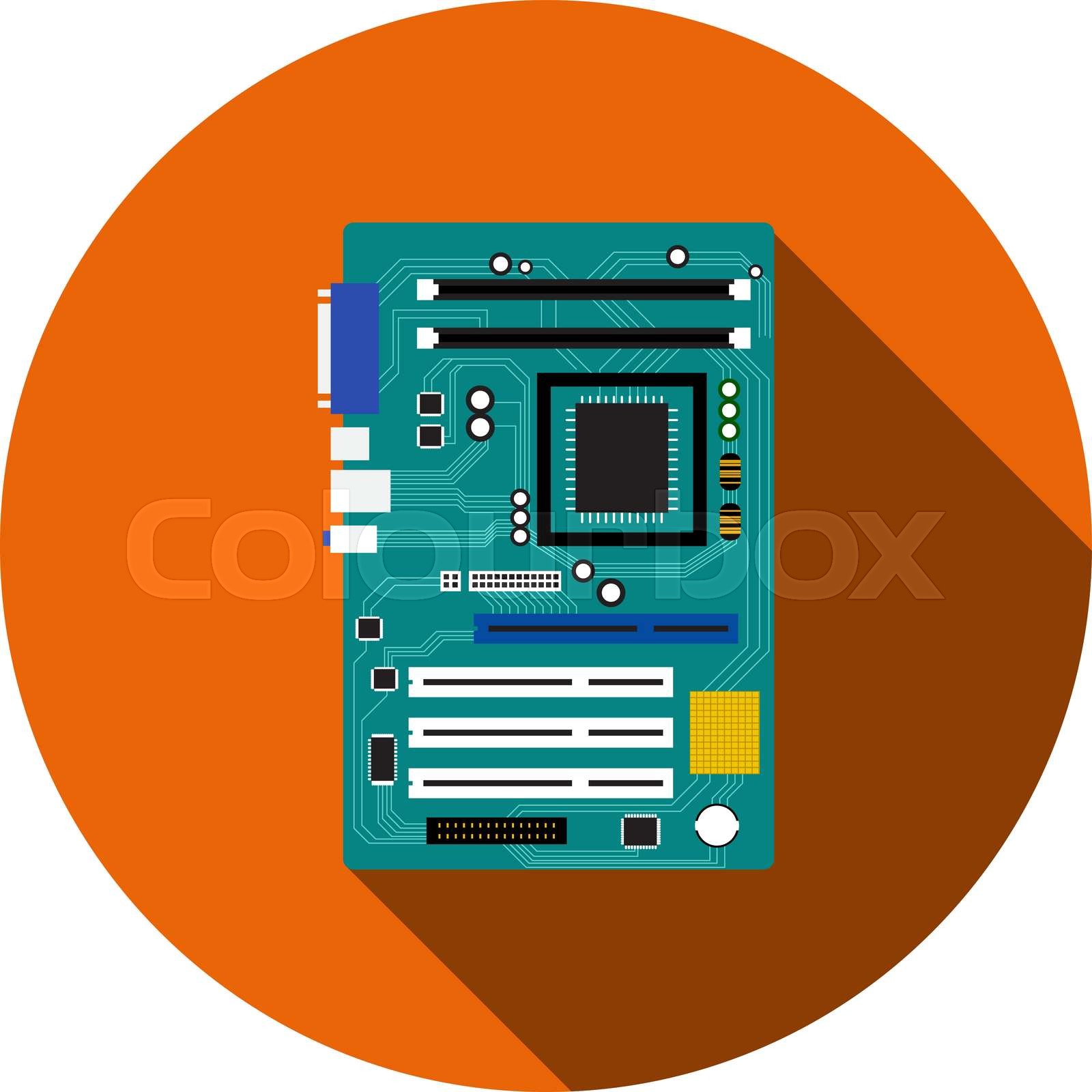 Motherboard and mainboard icon in flat style | Stock vector | Colourbox
