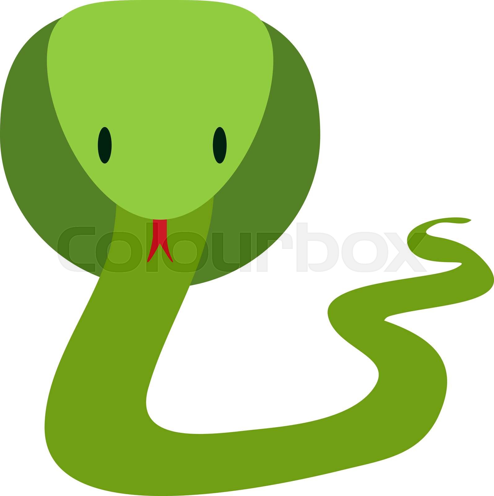 Green friendly cobra snake in flat style, vector | Stock vector | Colourbox