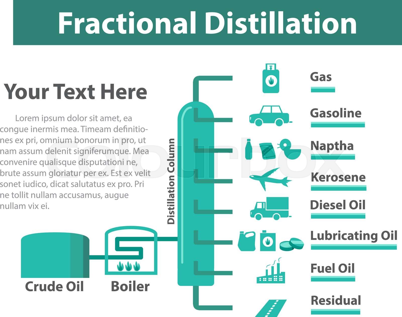 Fractional Distillation, Oil Refining infographic | Stock vector ...