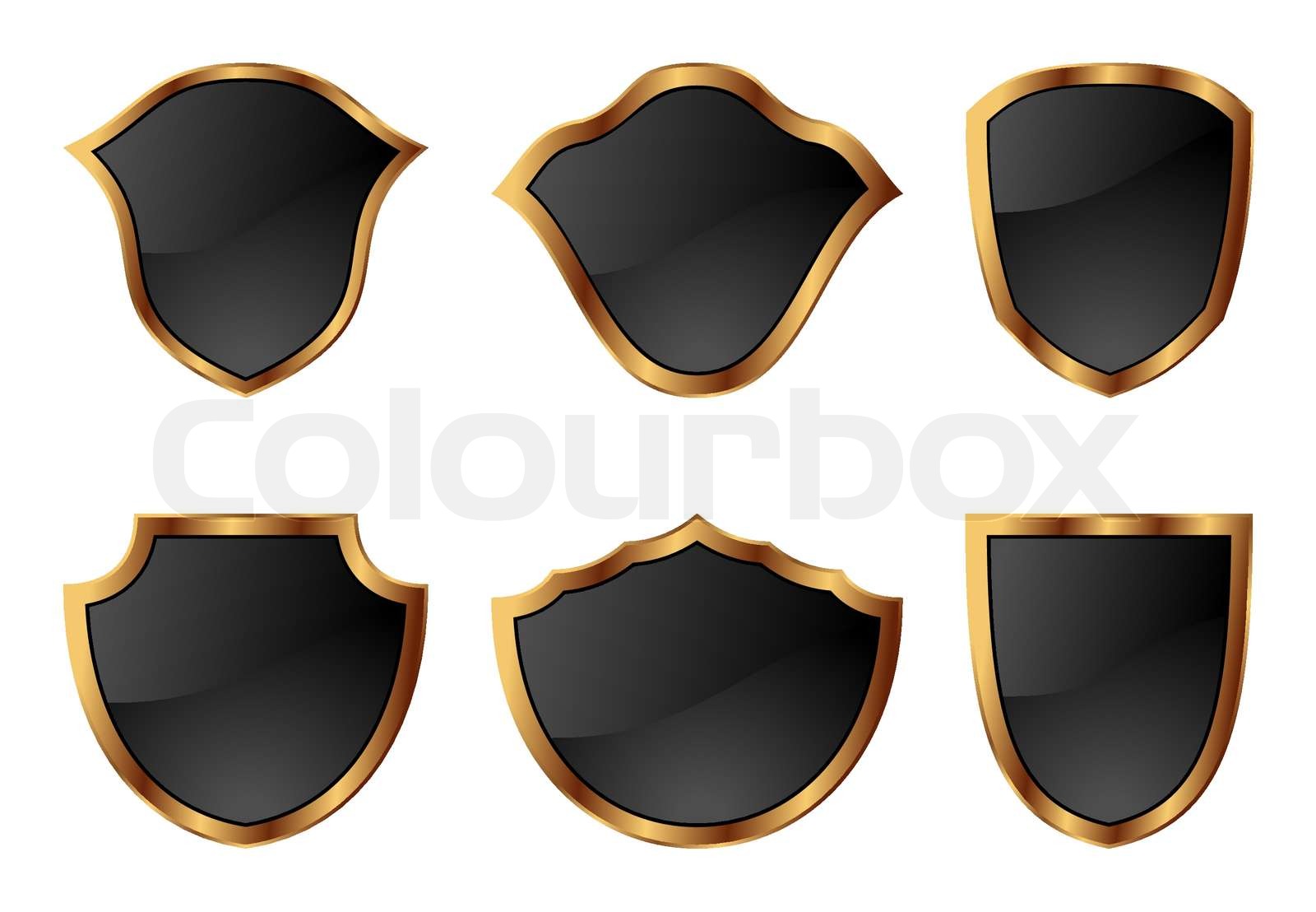Illustration set of shields in 6 different shapes - vector | Stock ...