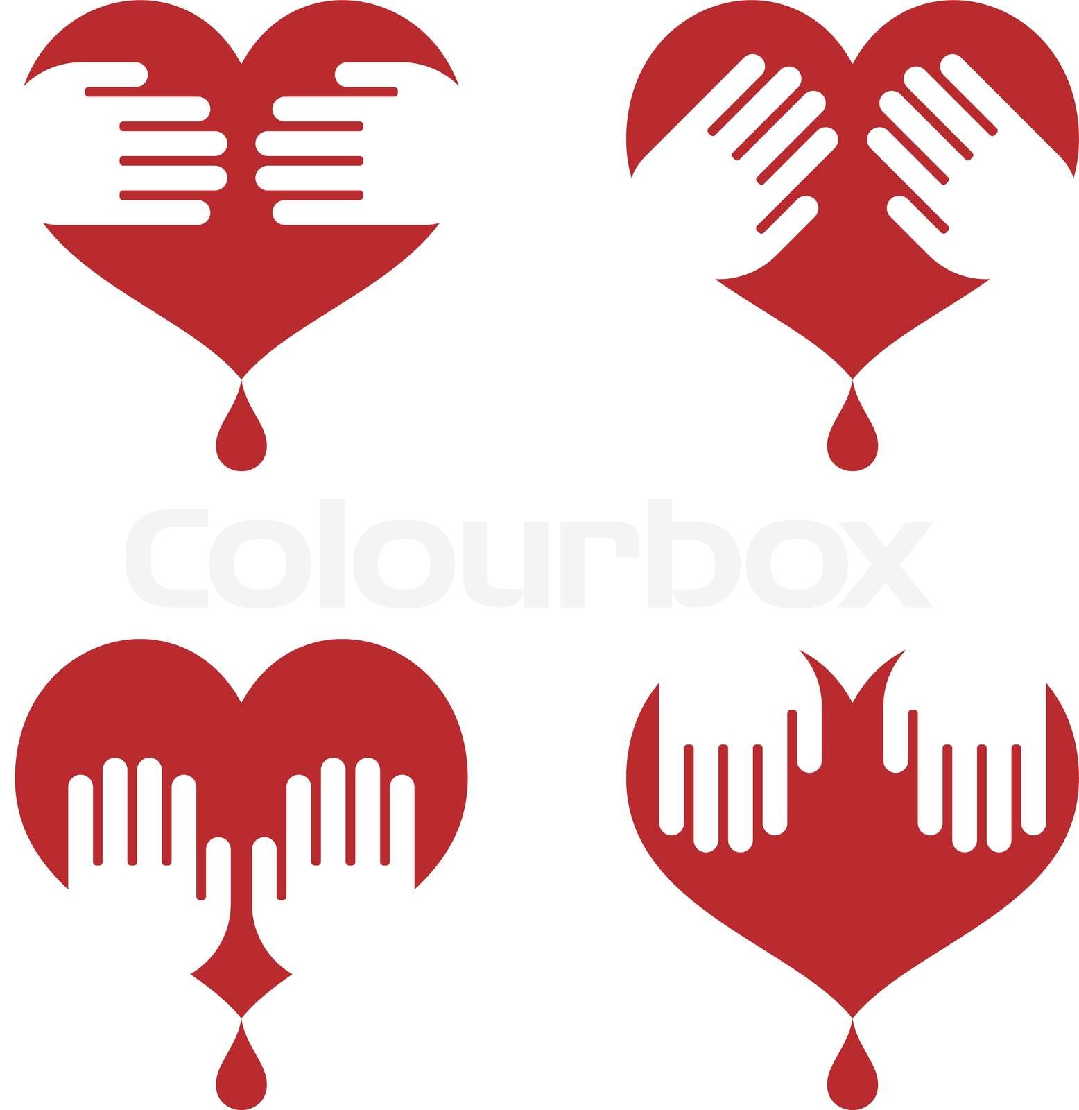 icons of human heart with hands on it on white | Stock vector | Colourbox