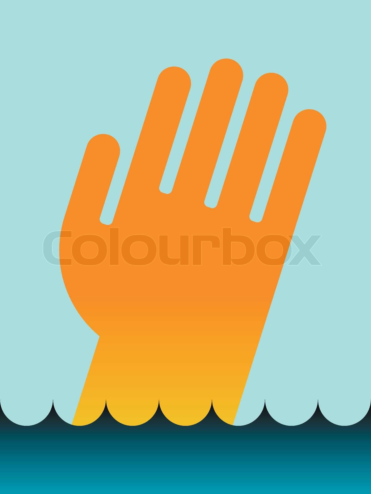 icon or pictogram of drowning man's hand in water | Stock vector ...