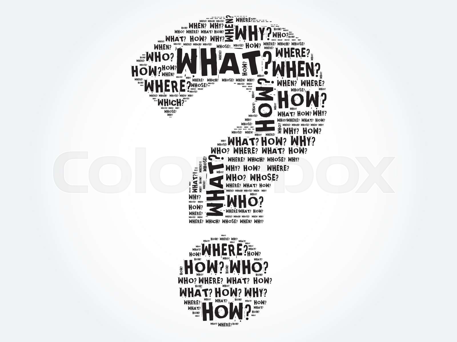 Question mark, Question words cloud | Stock vector | Colourbox
