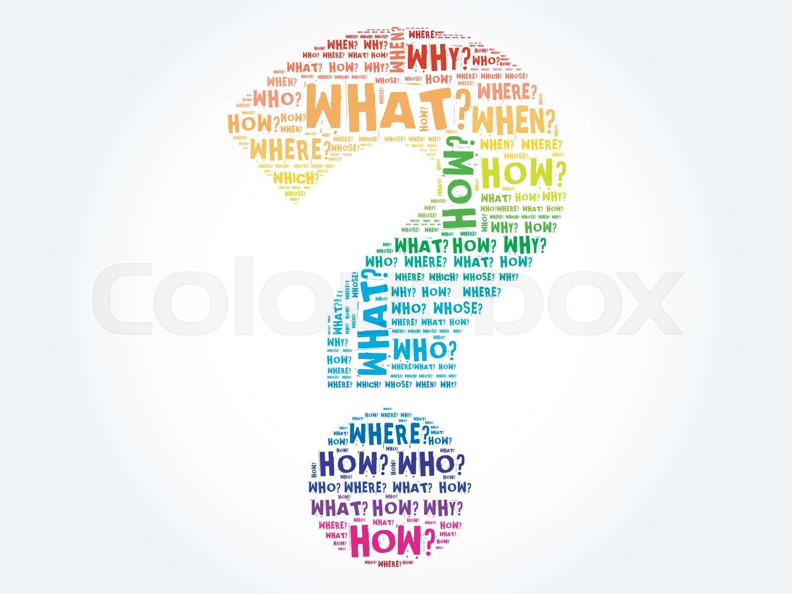 Question mark, Question words cloud | Stock vector | Colourbox