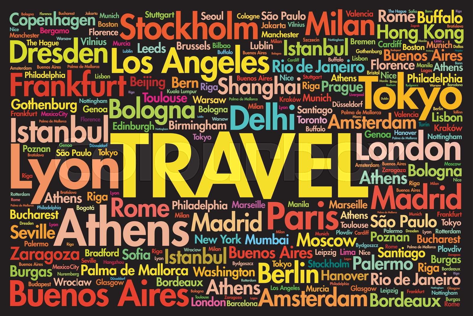 TRAVEL word cloud concept | Stock vector | Colourbox