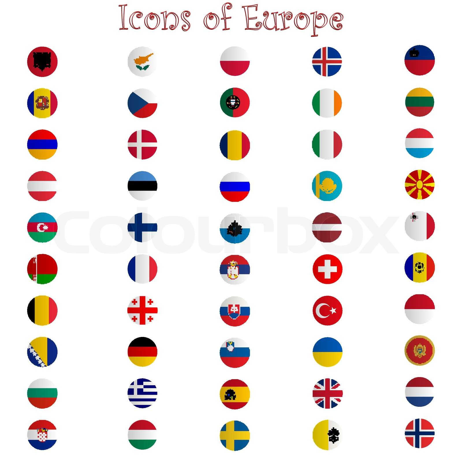 icons of europe against white background, abstract vector art ...