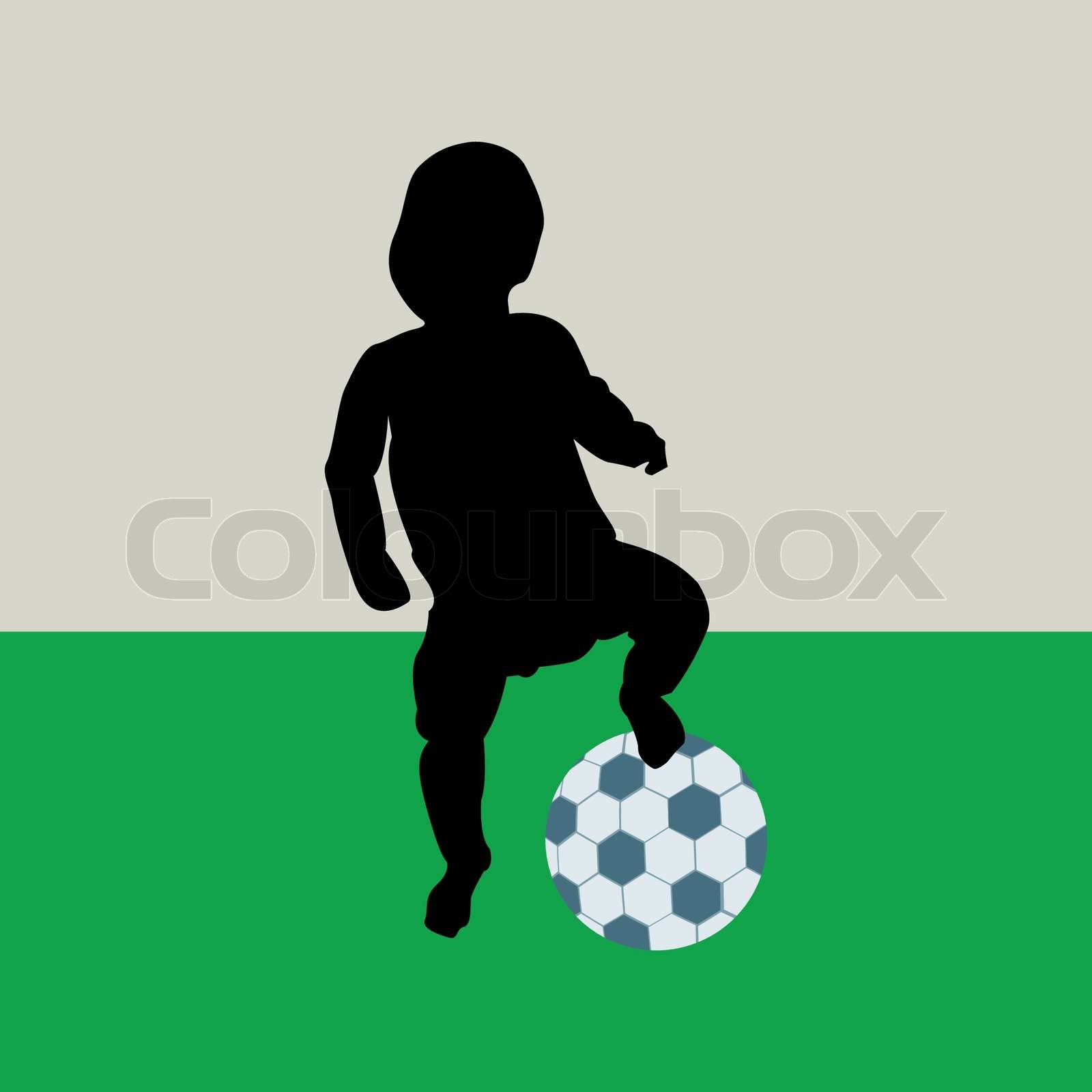 baby playing football, abstract vector art illustration | Stock vector ...