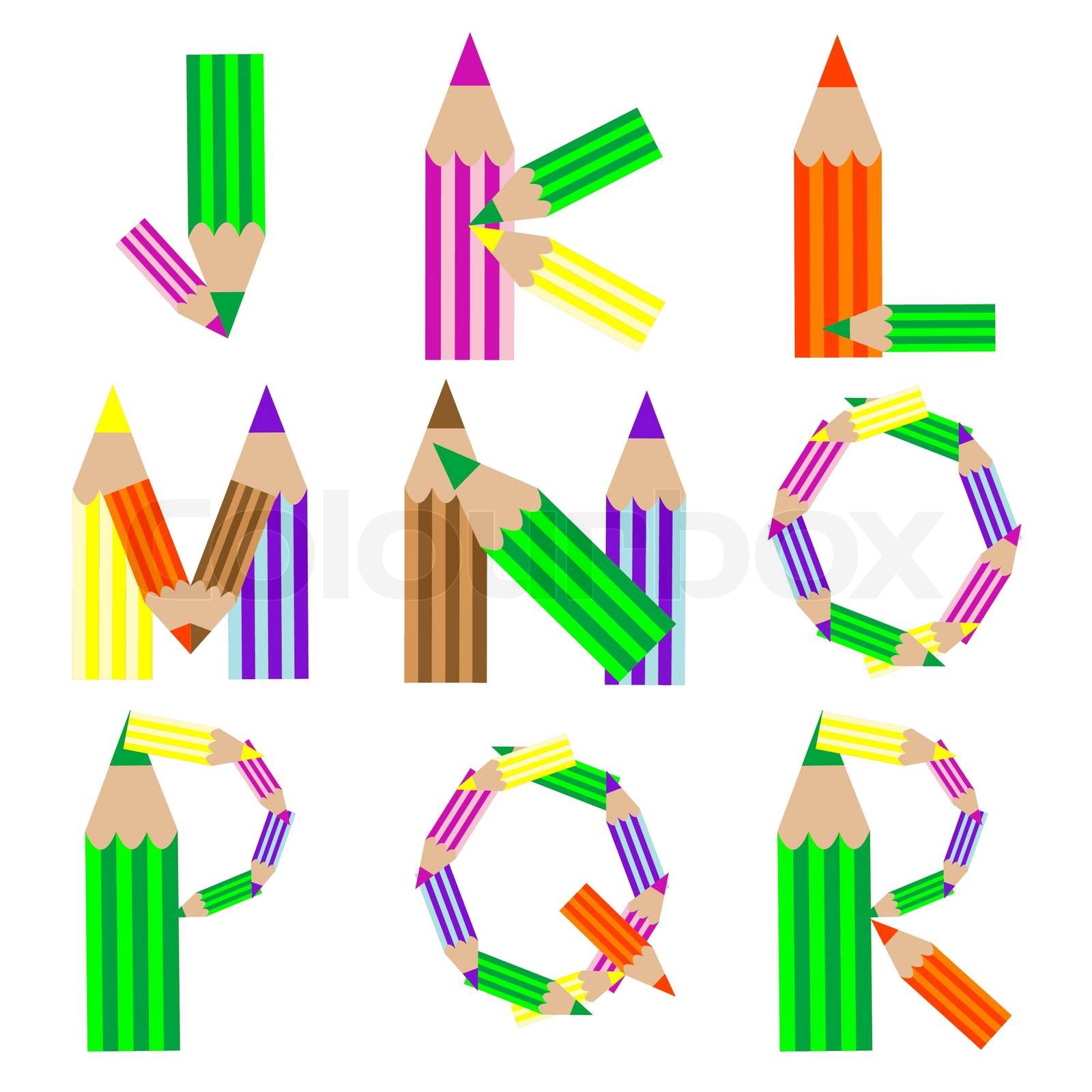 pencils alphabet, vector art illustration | Stock vector | Colourbox