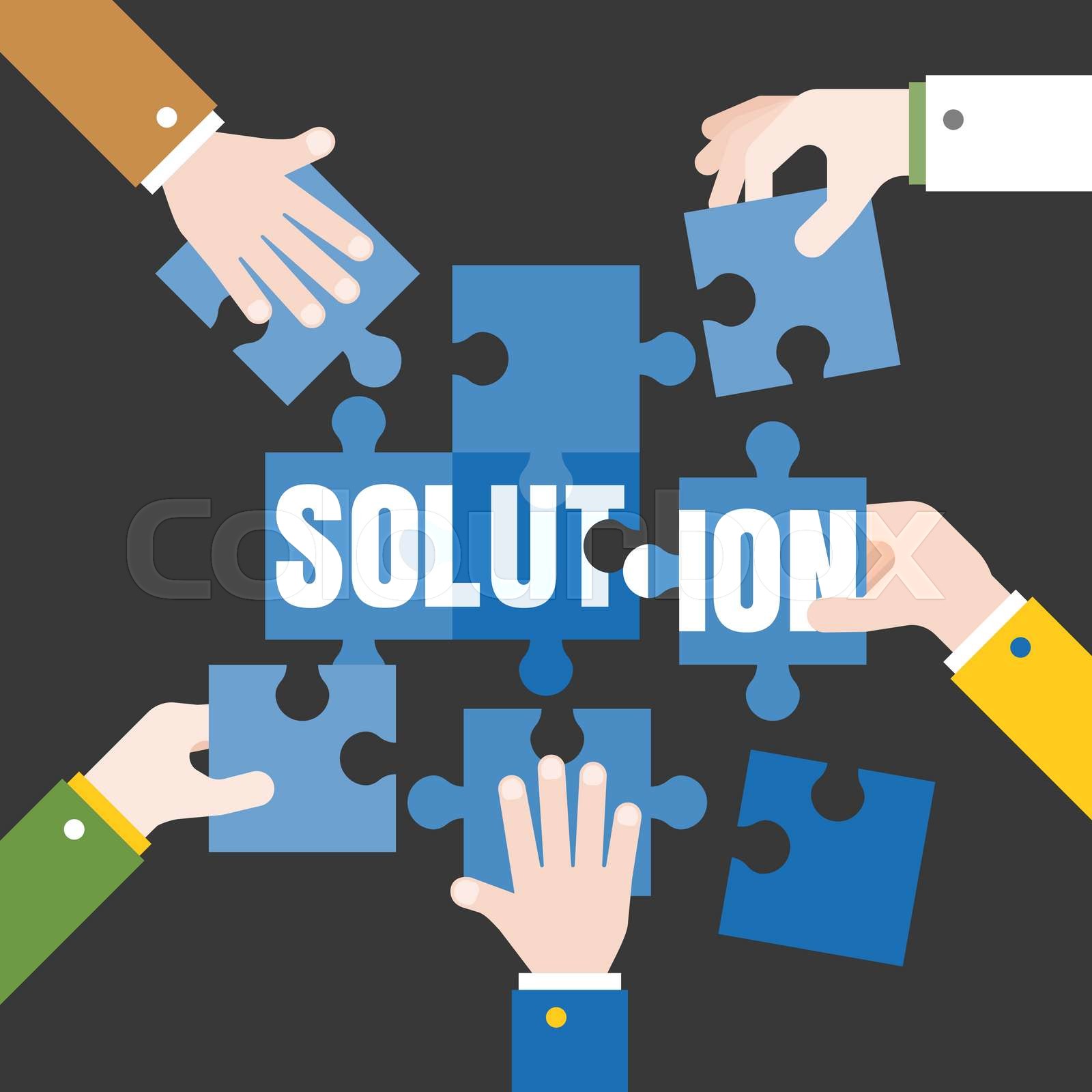 Business Hands and jigsaw puzzle pieces, business concept illustration ...