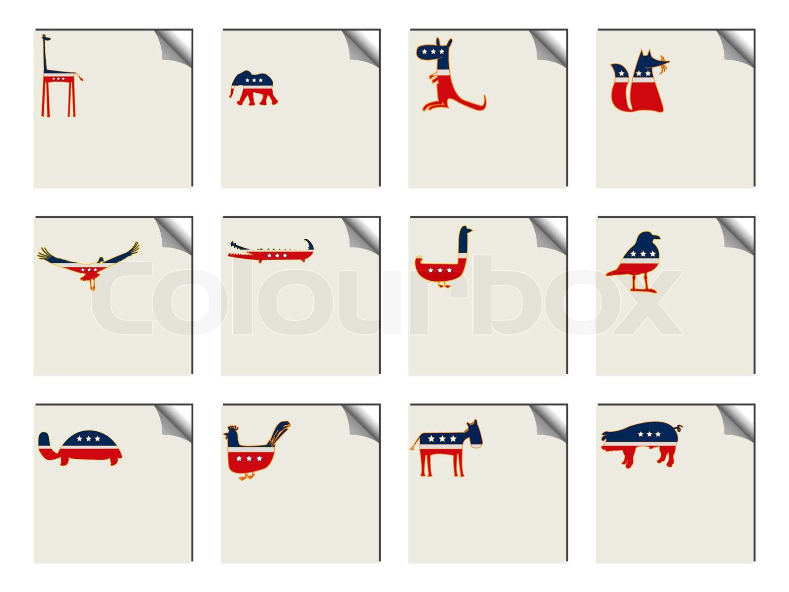 animals paper notes ready for design, abstract vector art illustration ...