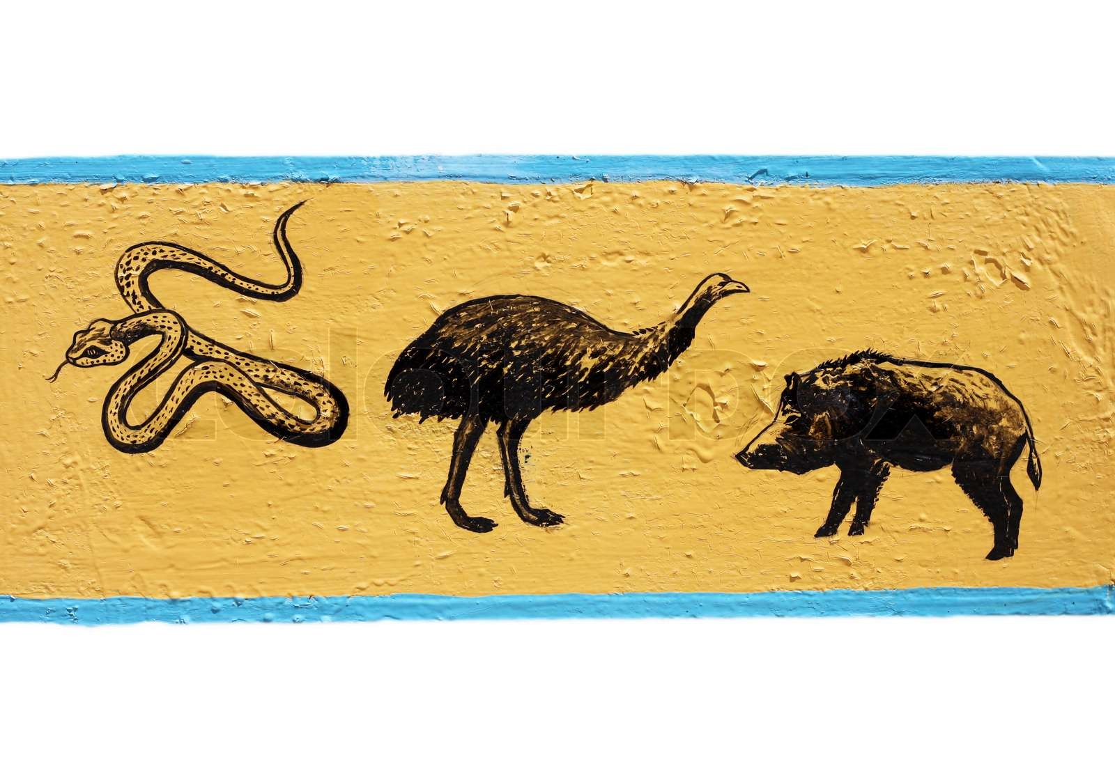 Figure snake, ostrich, wild boar | Stock image | Colourbox