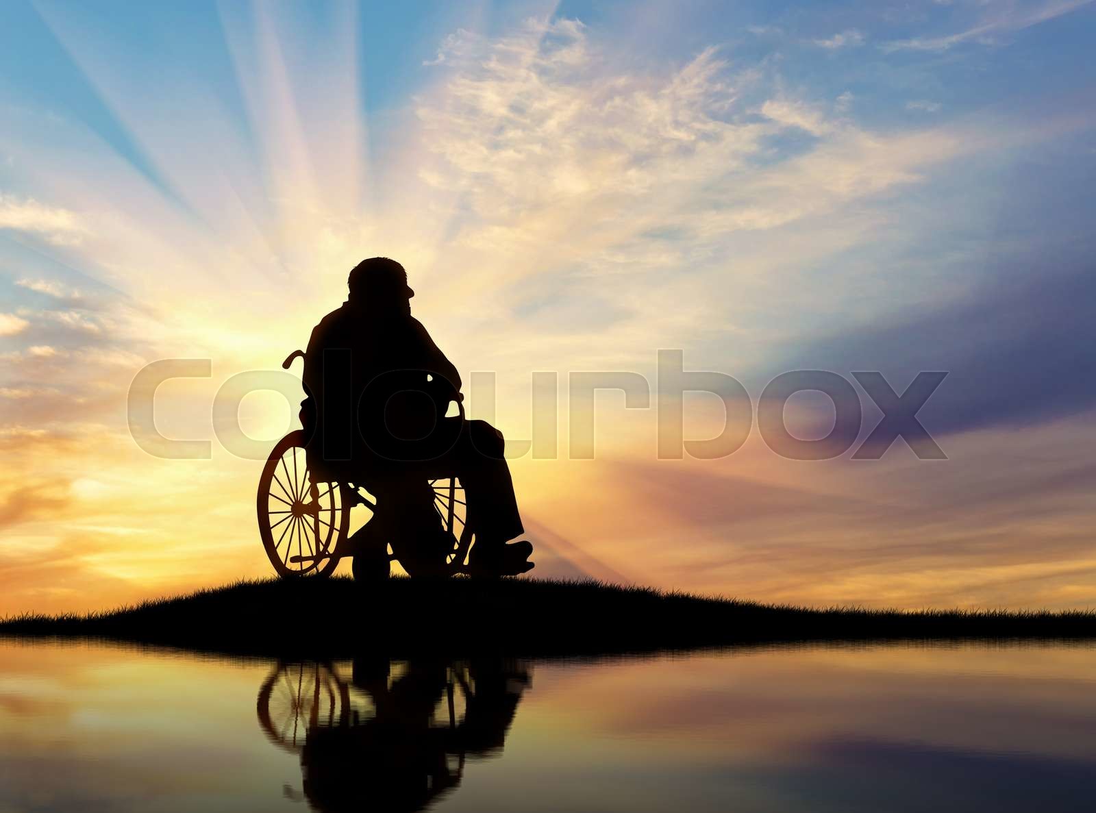 Silhouette of disabled person in a wheelchai | Stock image | Colourbox