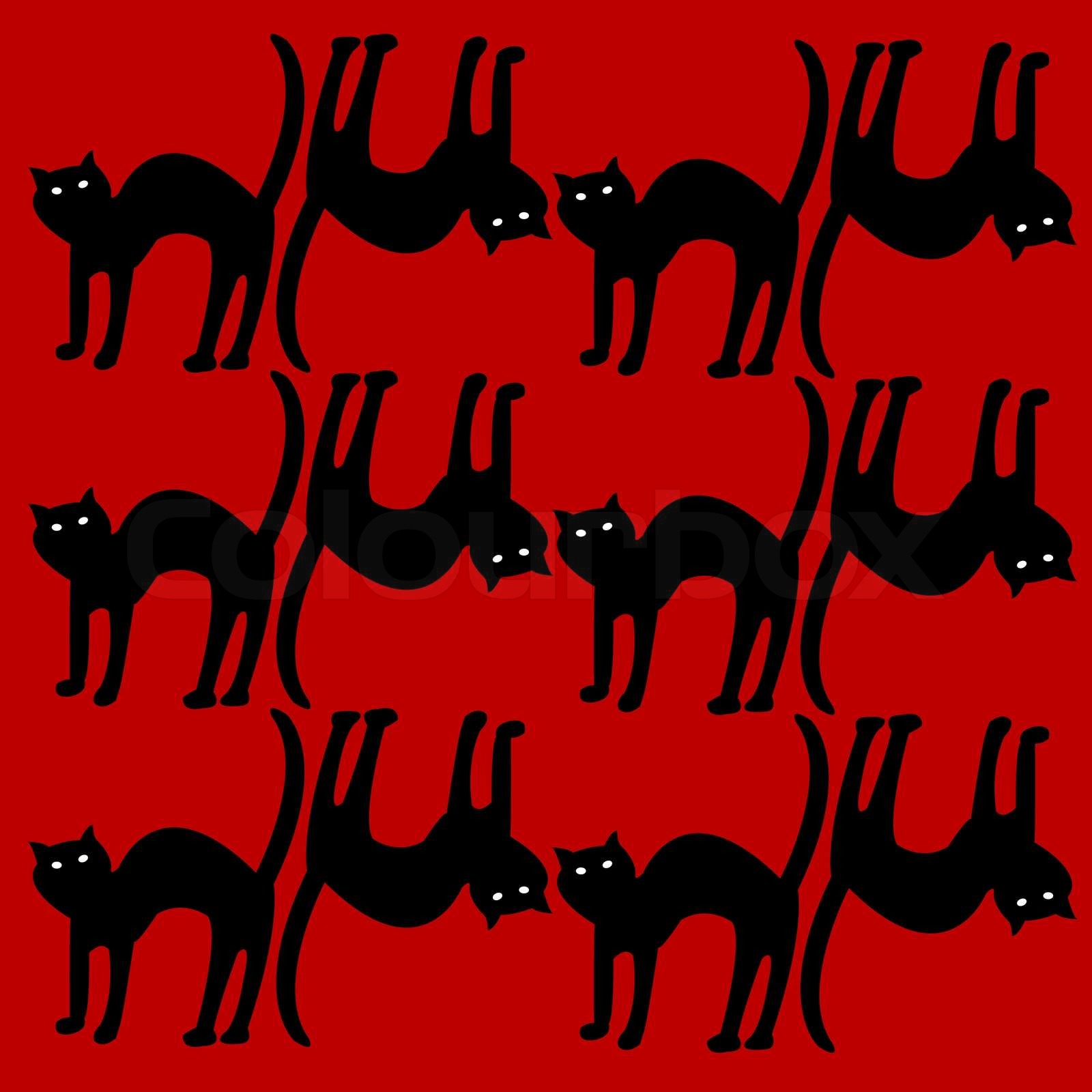 cat pattern isolated on red background, abstract vector art ...