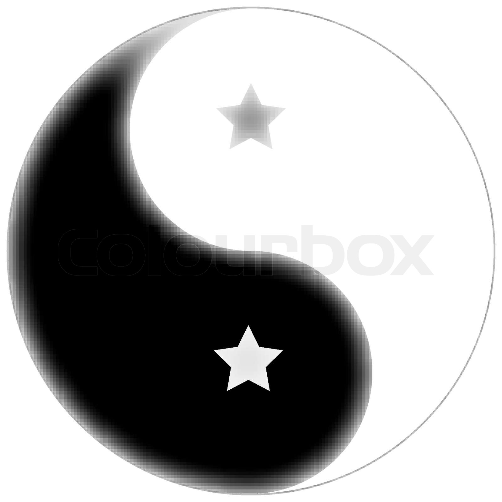 starred yin yang symbol, abstract unique vector art illustration ...