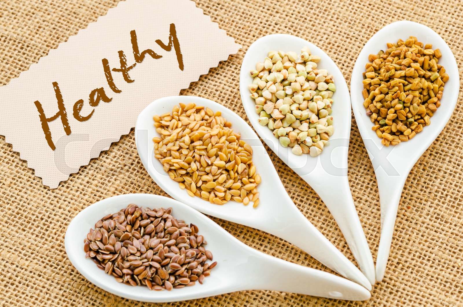 Healthy tag with grains. | Stock image | Colourbox