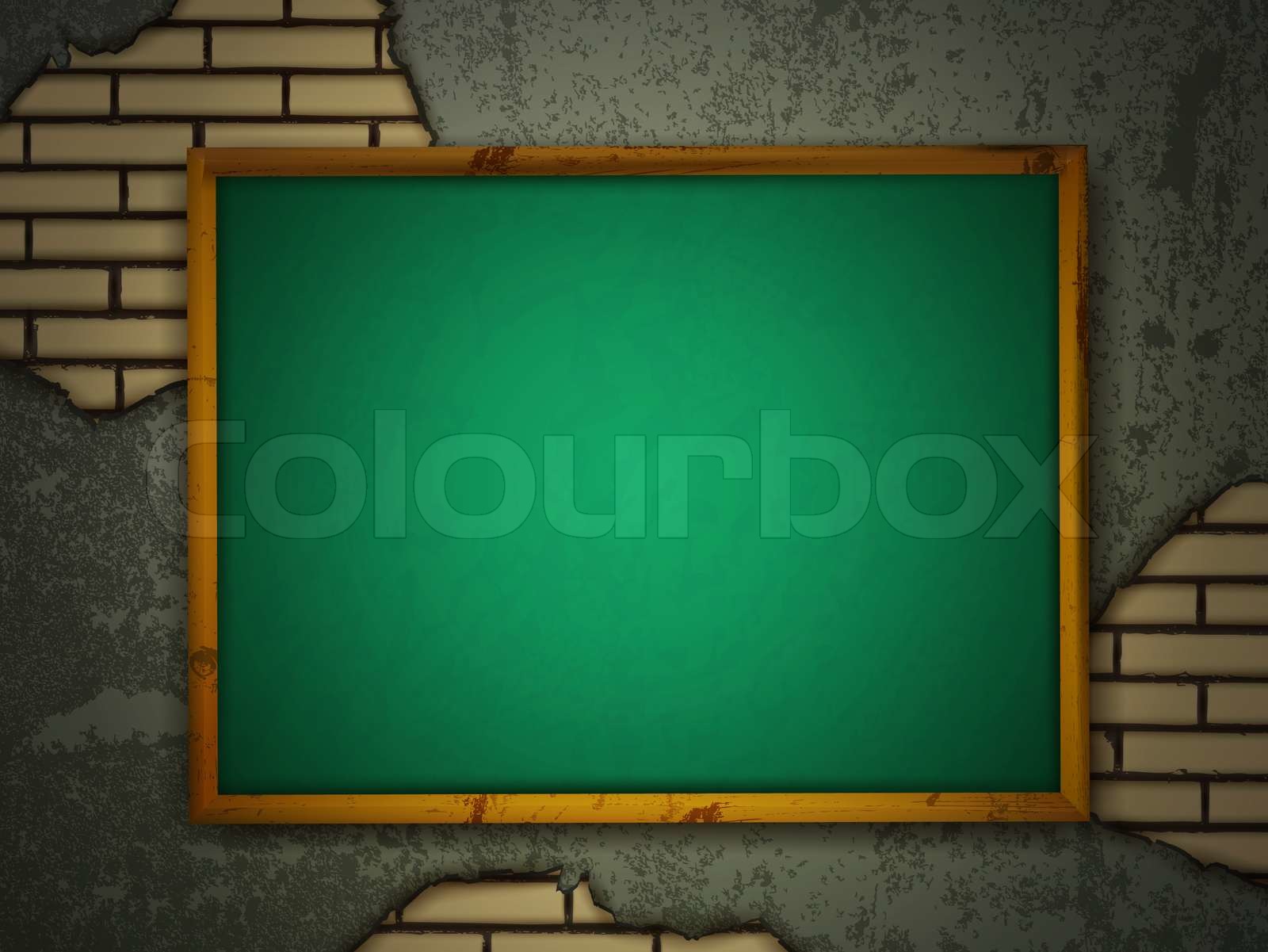 Skole tavle på grunge væg med mursten huller | Stock foto | Colourbox