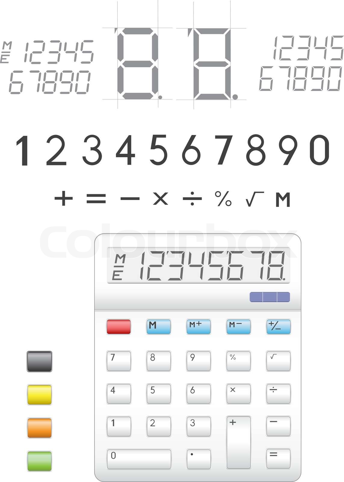 Electronic calculator, digits, buttons and symbols to it | Stock vector ...
