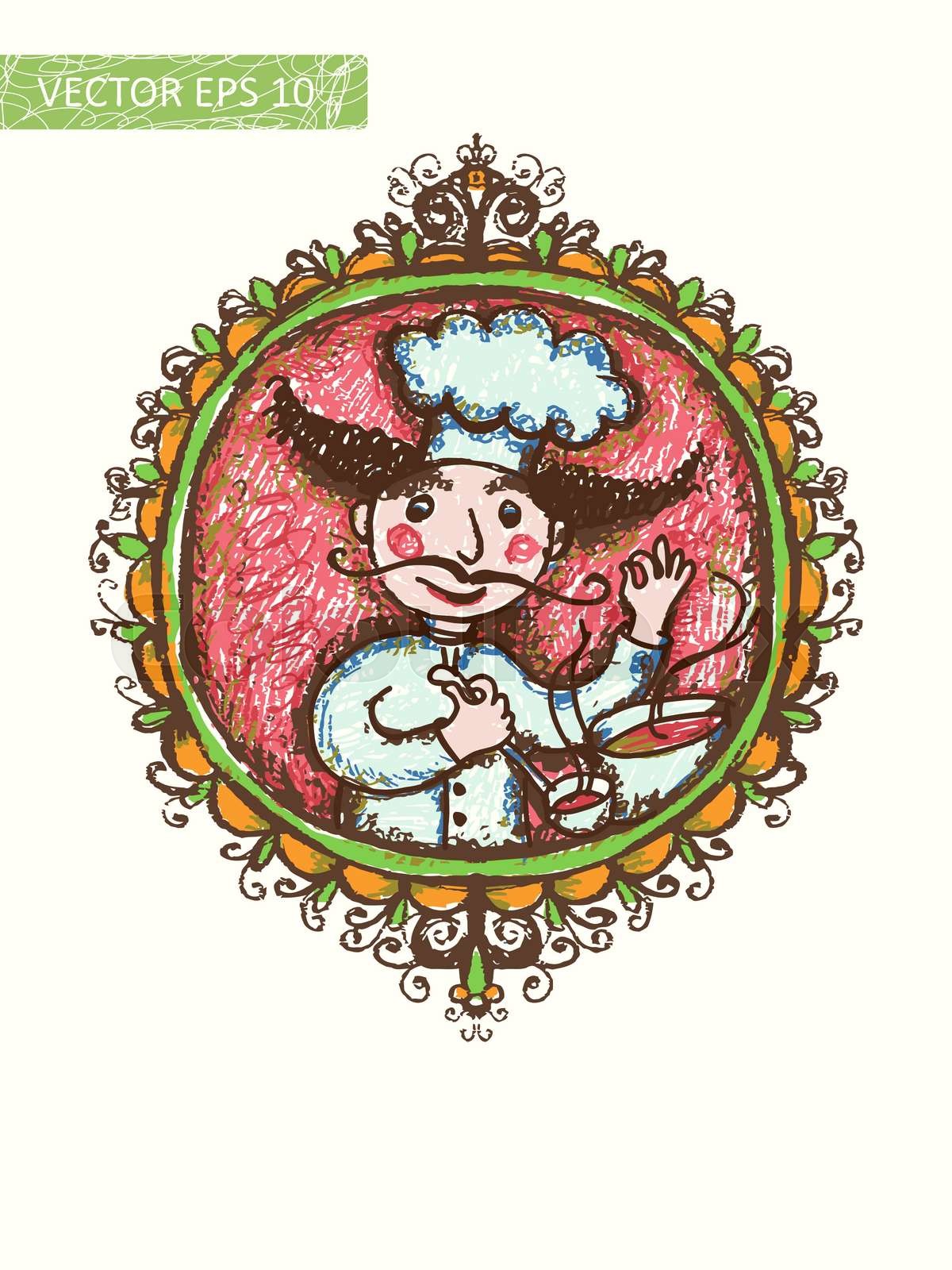 Vector Image chef - cook, stylized drawing pencils | Stock vector ...