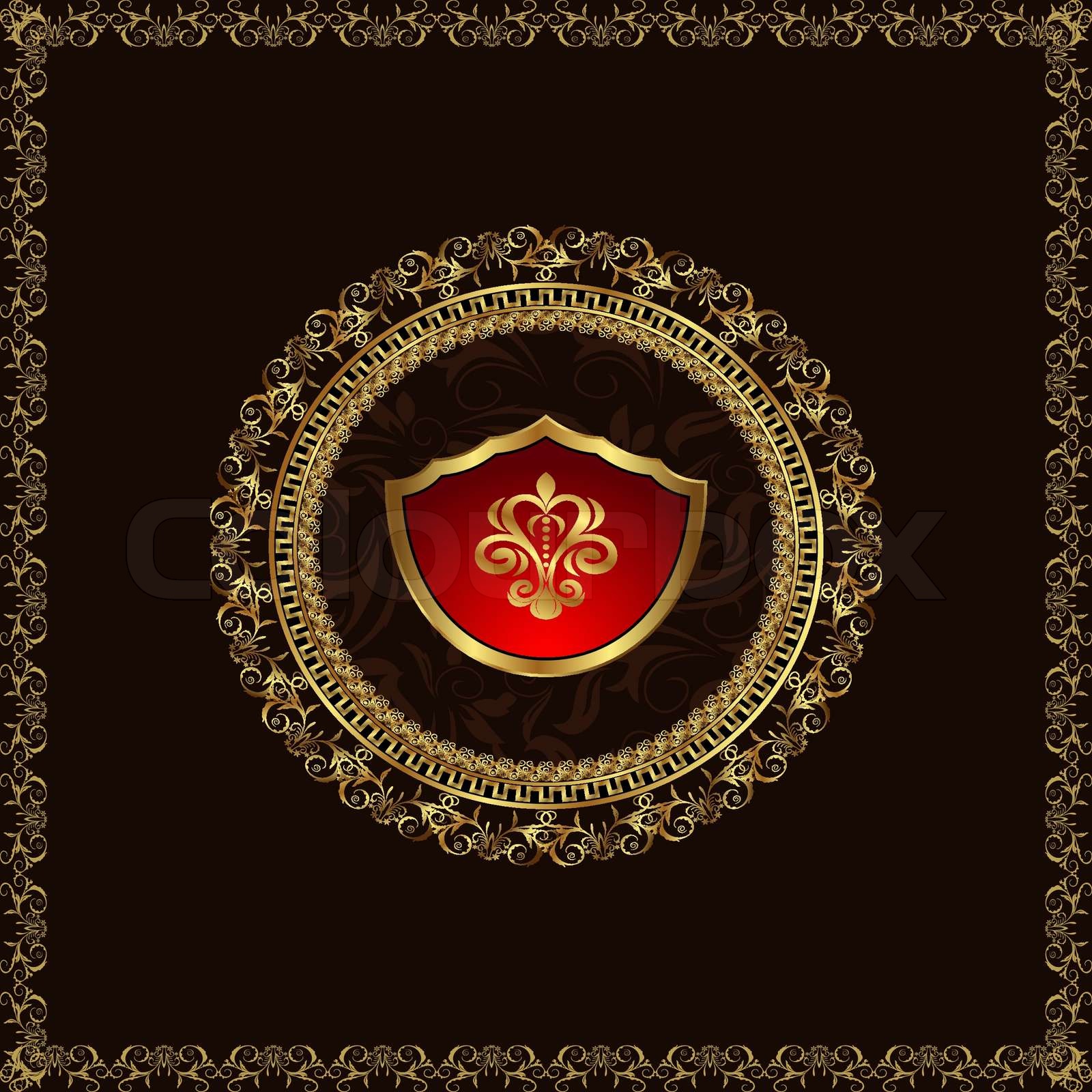 Illustration vintage frame with floral medallion - vector | Stock ...