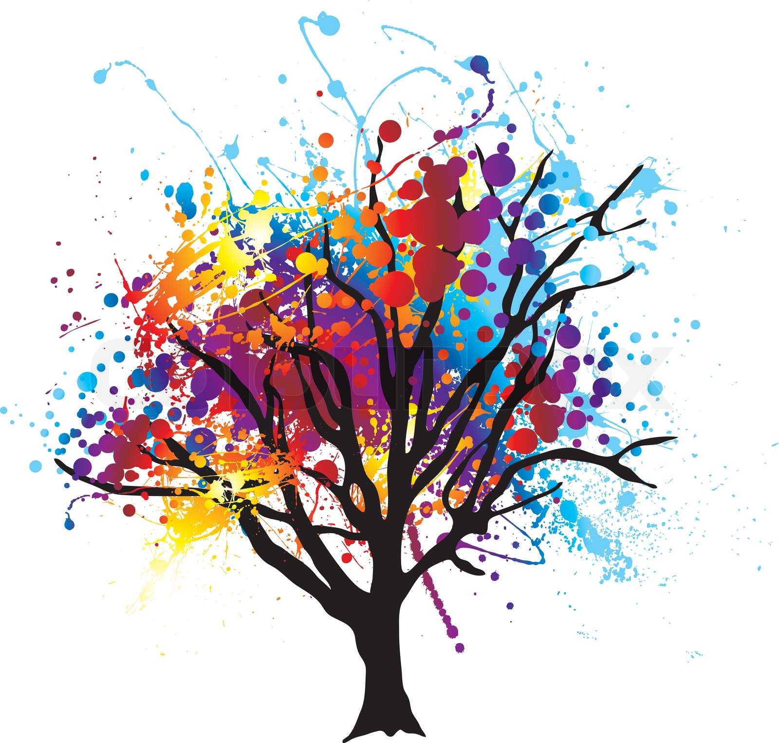 Modern abstract tree with paint splat leaves or canopy | Stock vector ...