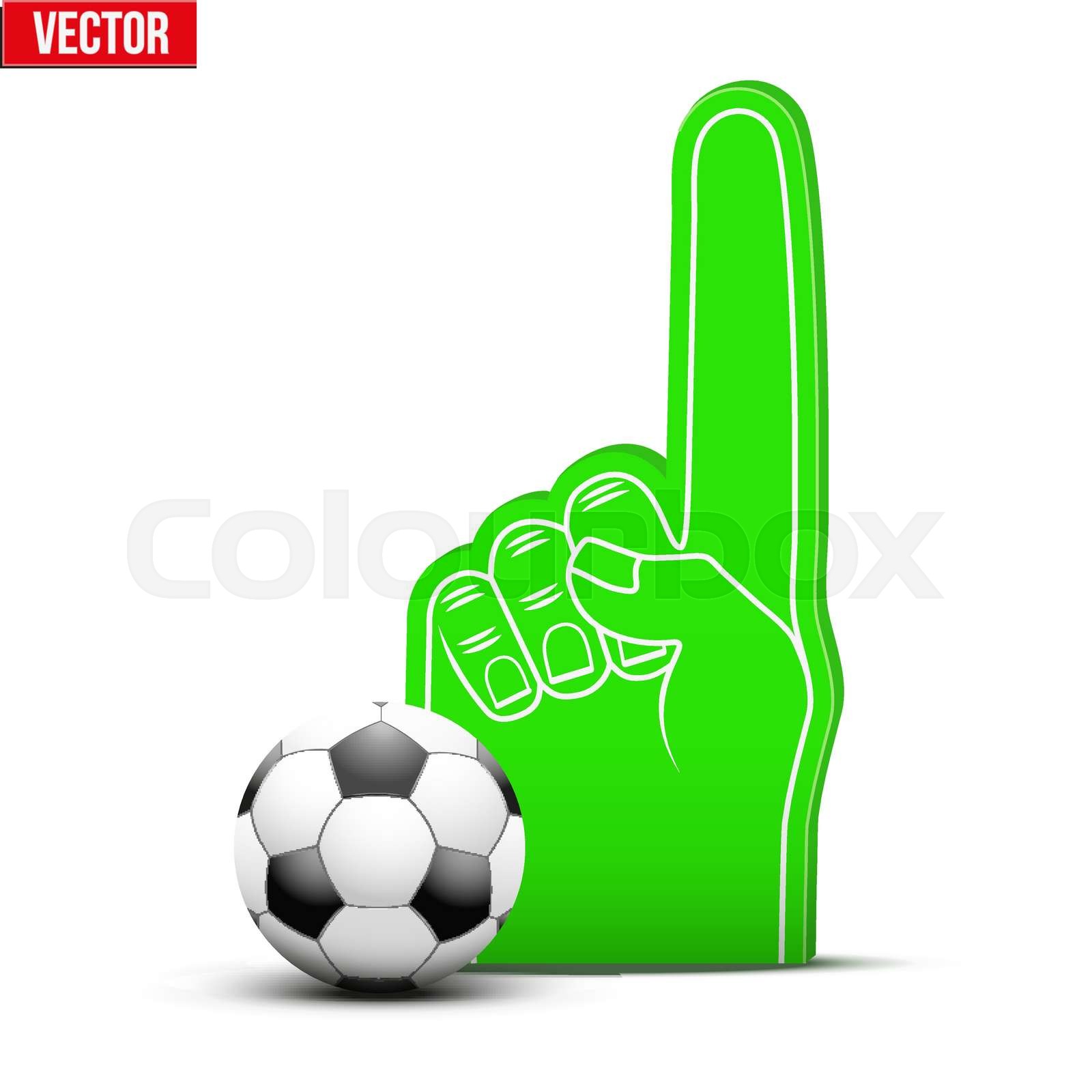 Football Sports Fan Foam Fingers and ball | Stock vector | Colourbox