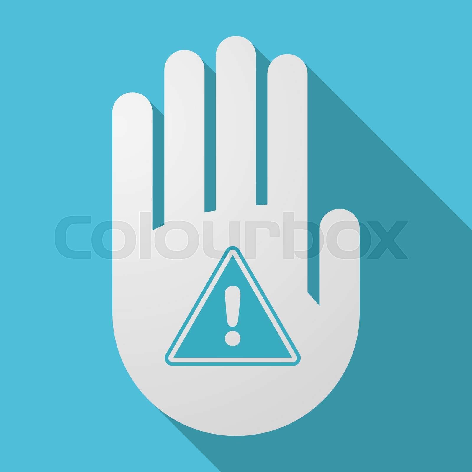 Long shadow hand with a warning signal | Stock vector | Colourbox