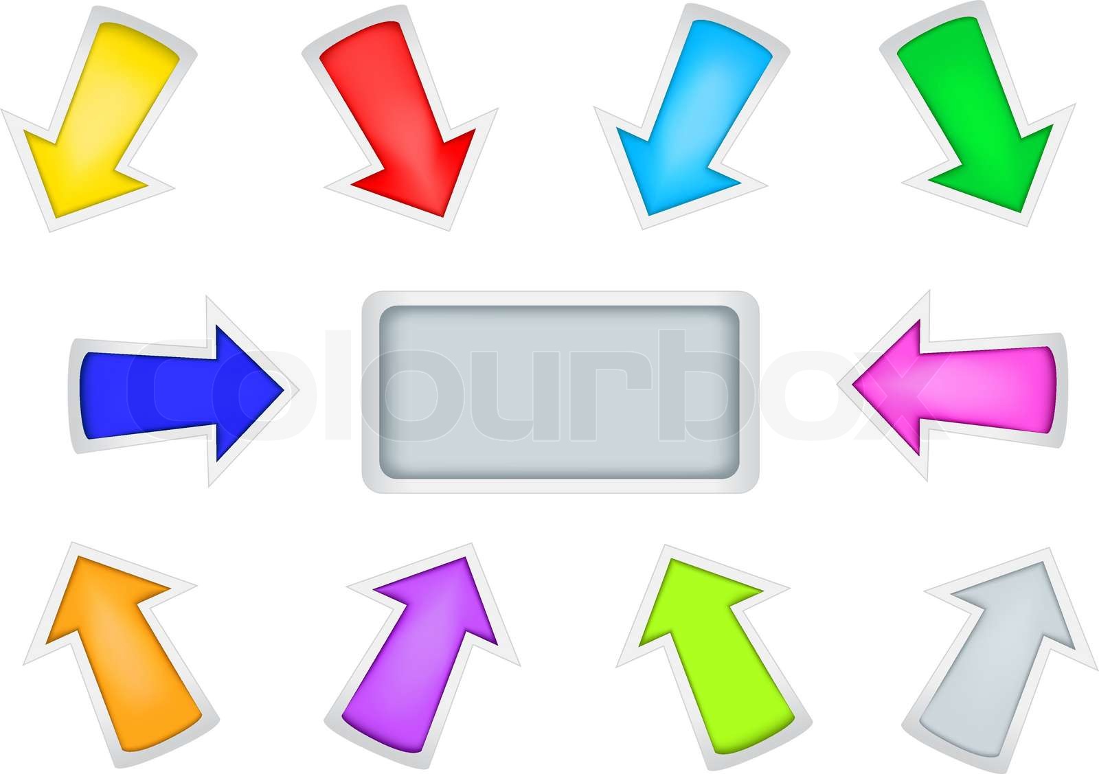 Verschiedene bunte einfache Pfeile auf dem weißen Hintergrund isoliert ...