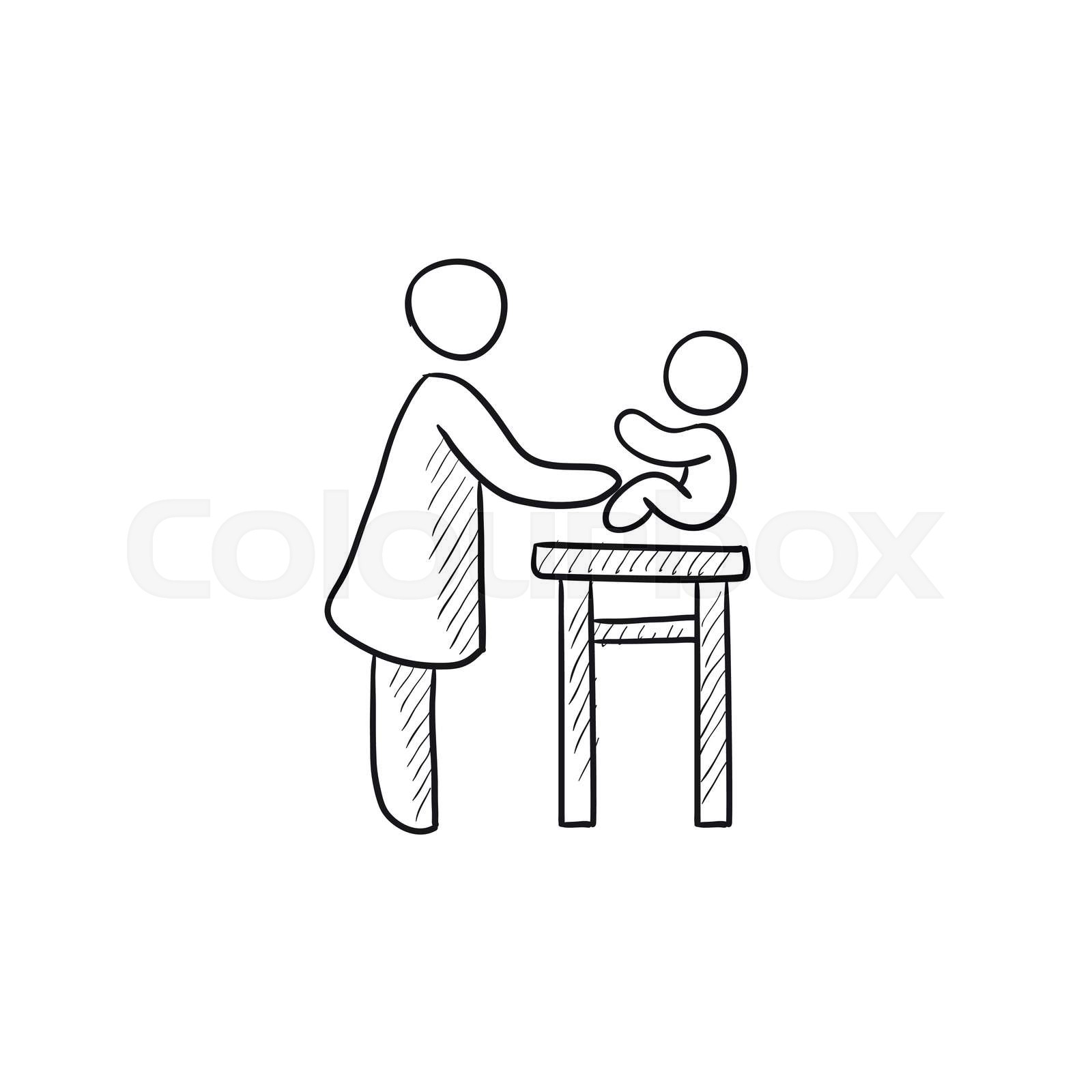 Woman taking care of baby sketch icon. | Stock vector | Colourbox