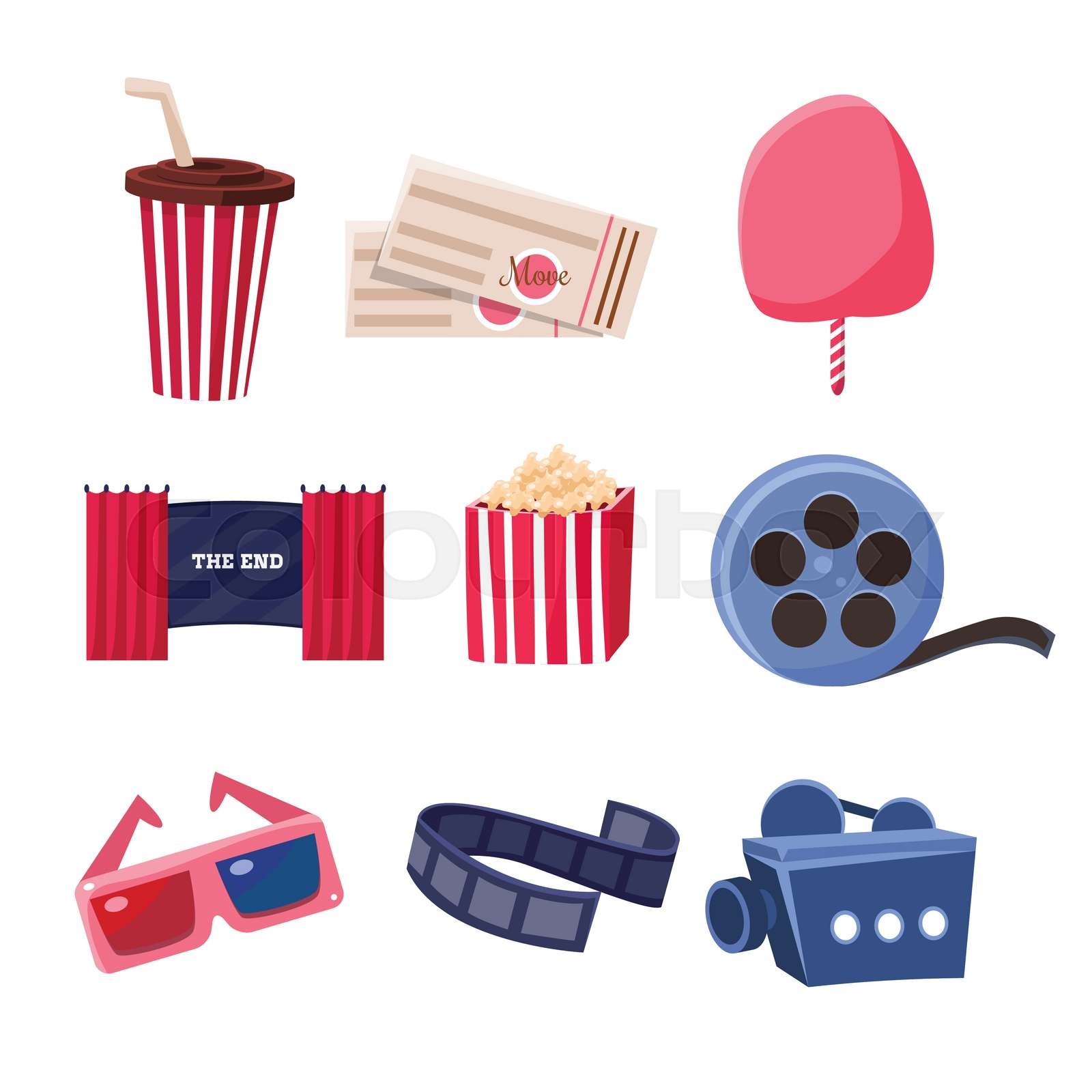 Movie Theatre Related Objects Set | Stock vector | Colourbox