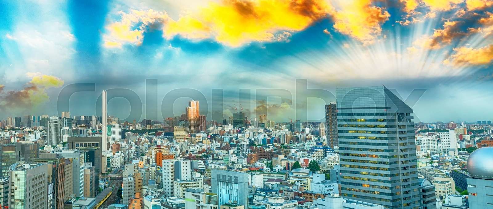 Shibuya panoramic skyline at sunset, Tokyo | Stock image | Colourbox