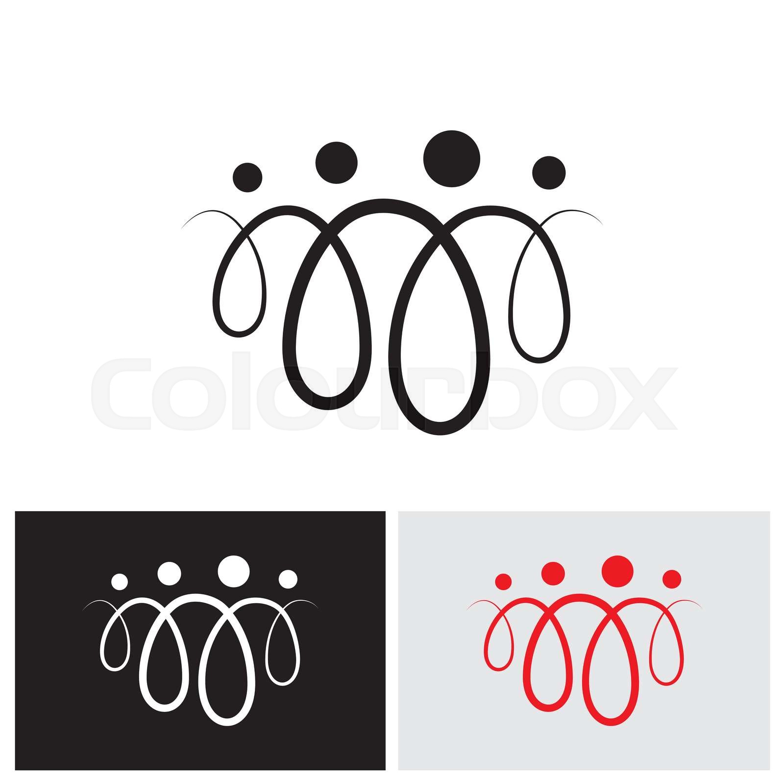 Family of four people abstract symbols using line loops - vector icon ...