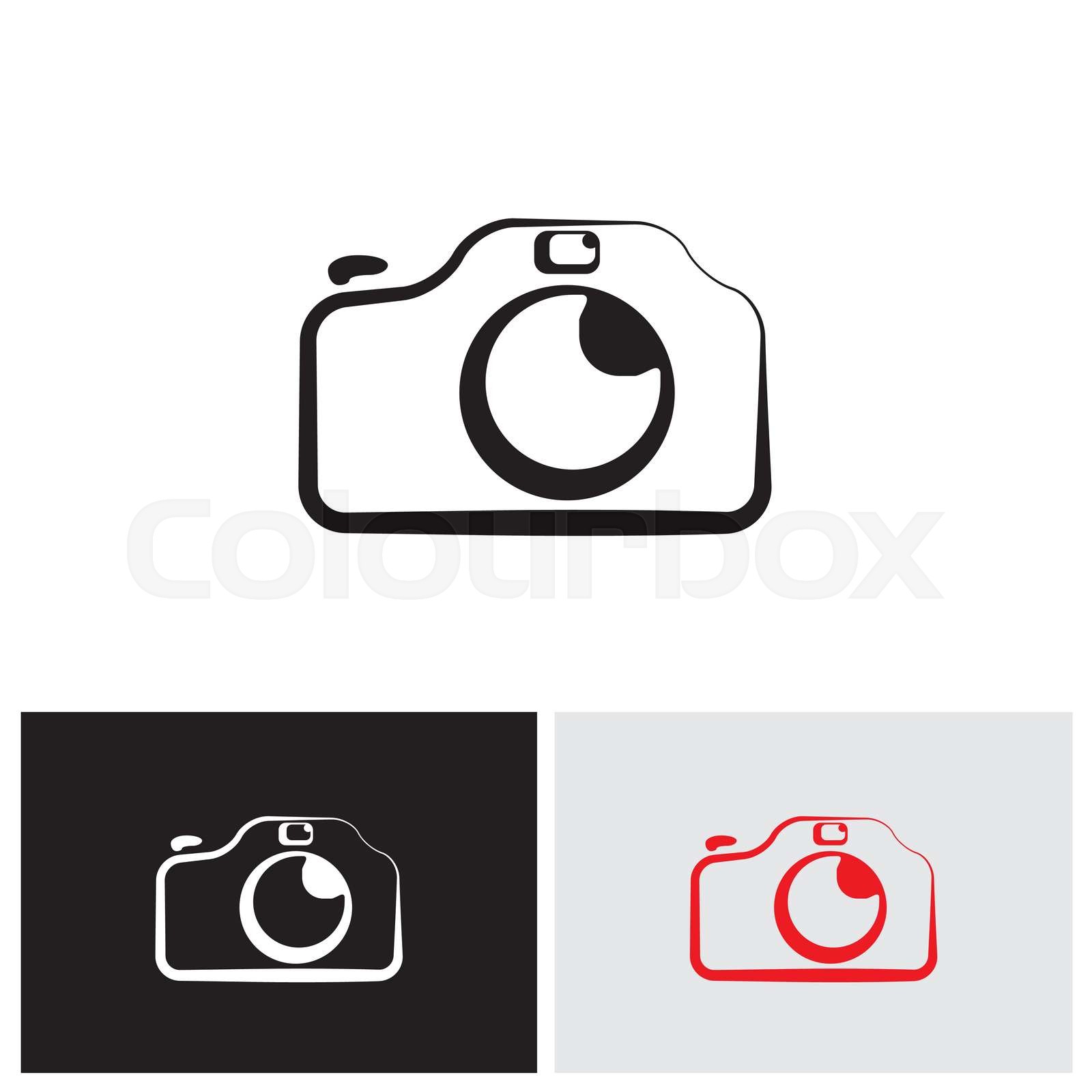 vector logo icon of digital modern camera with flash icon symbol ...