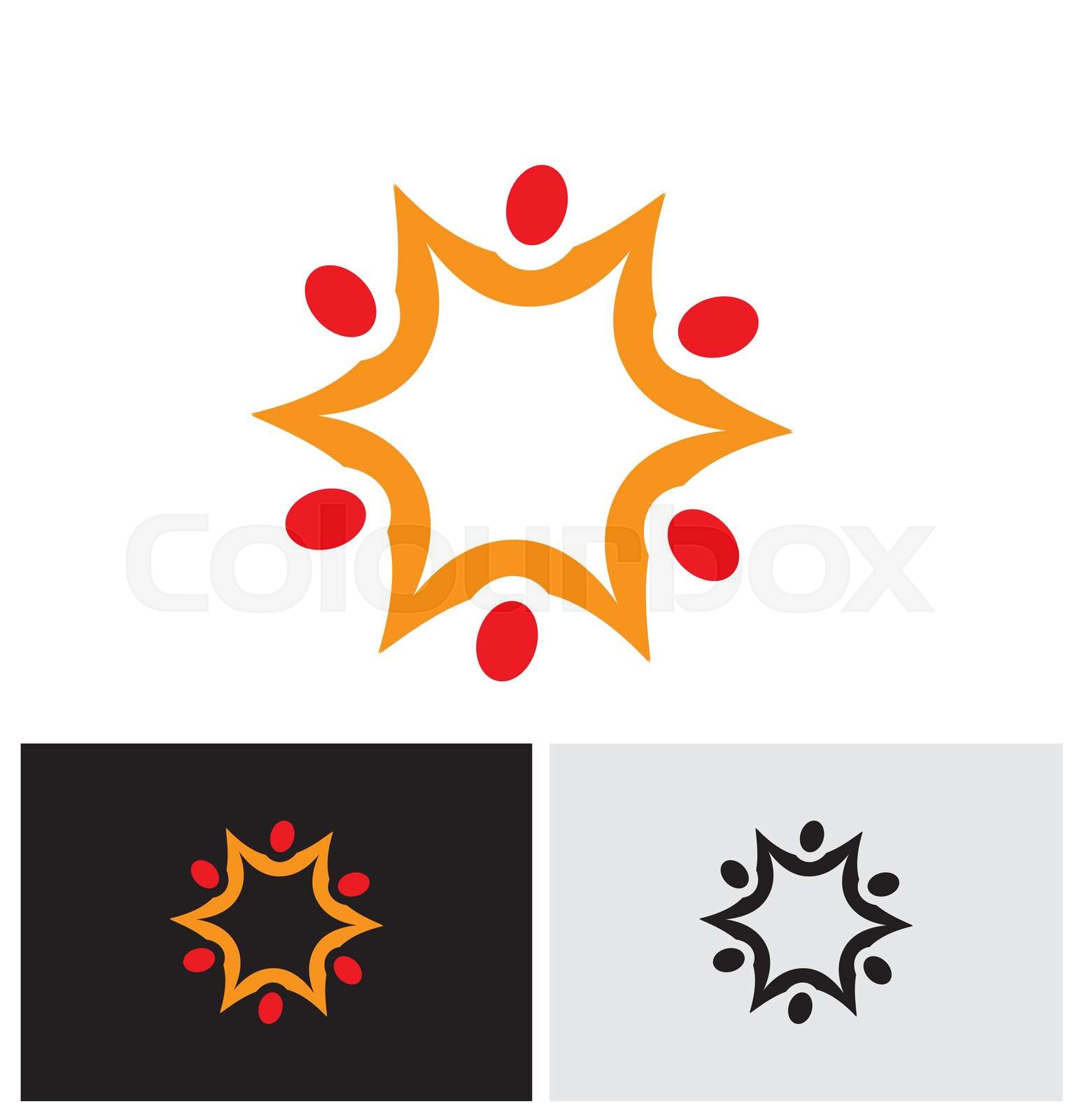 team and teamwork of group of employees in star shape - vector logo ...