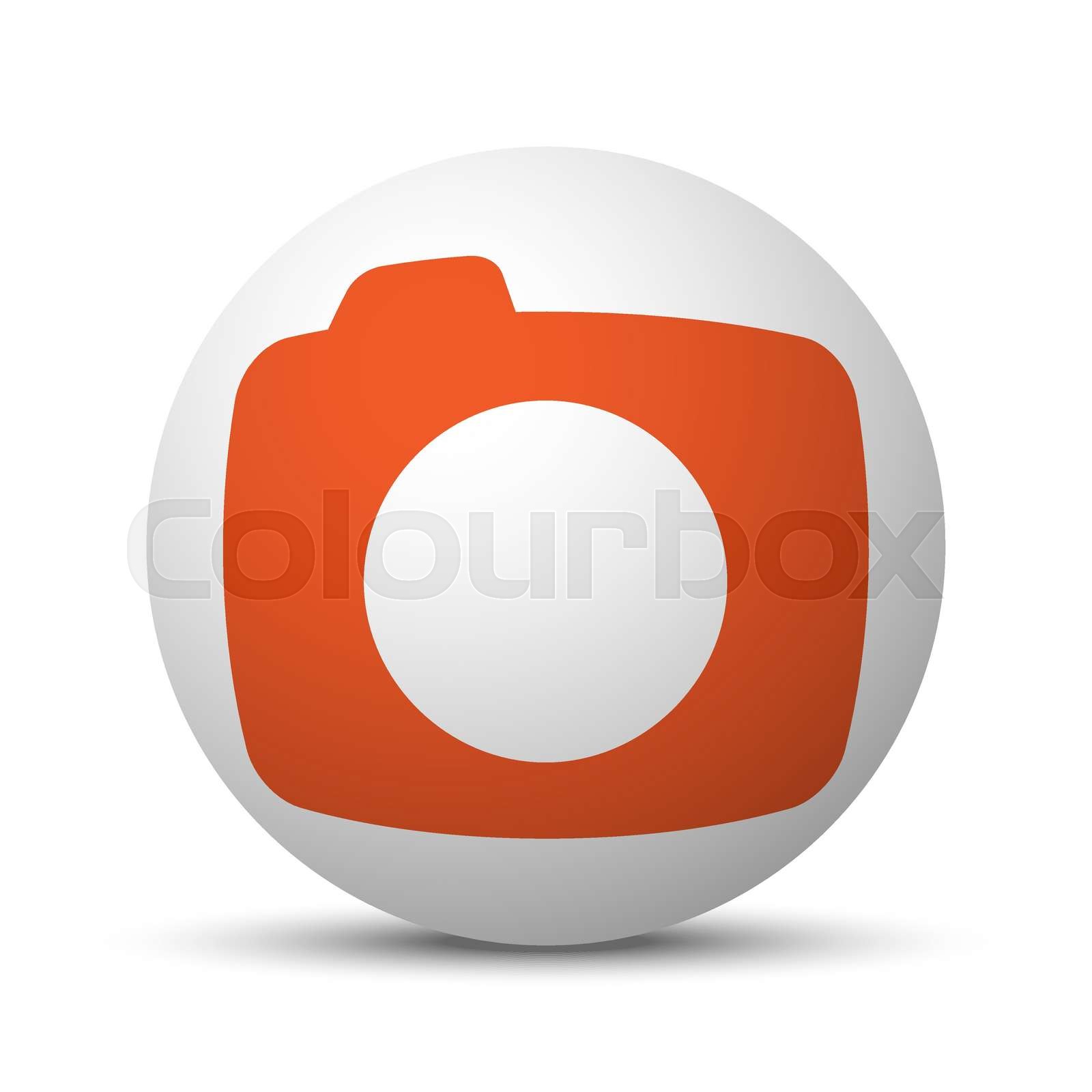 Orange Camera icon on white ball | Stock vector | Colourbox