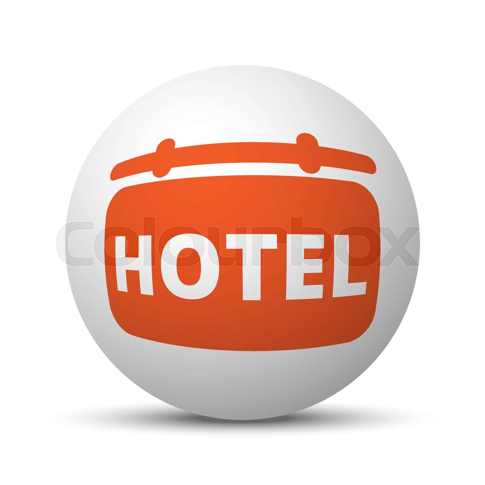 Orange Hotel Sign icon on white ball | Stock vector | Colourbox