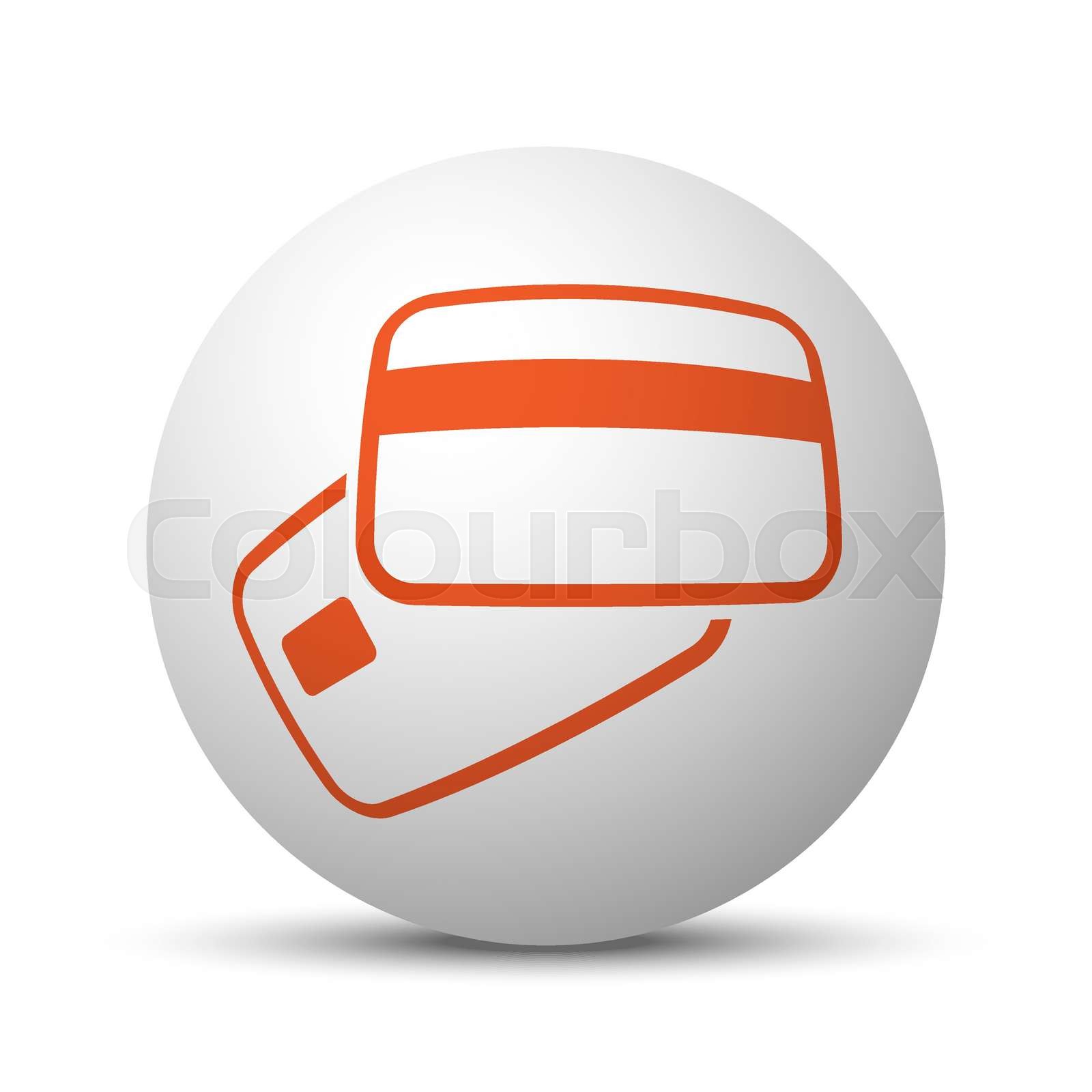 Orange Credit Card Payment icon on white ball | Stock vector | Colourbox
