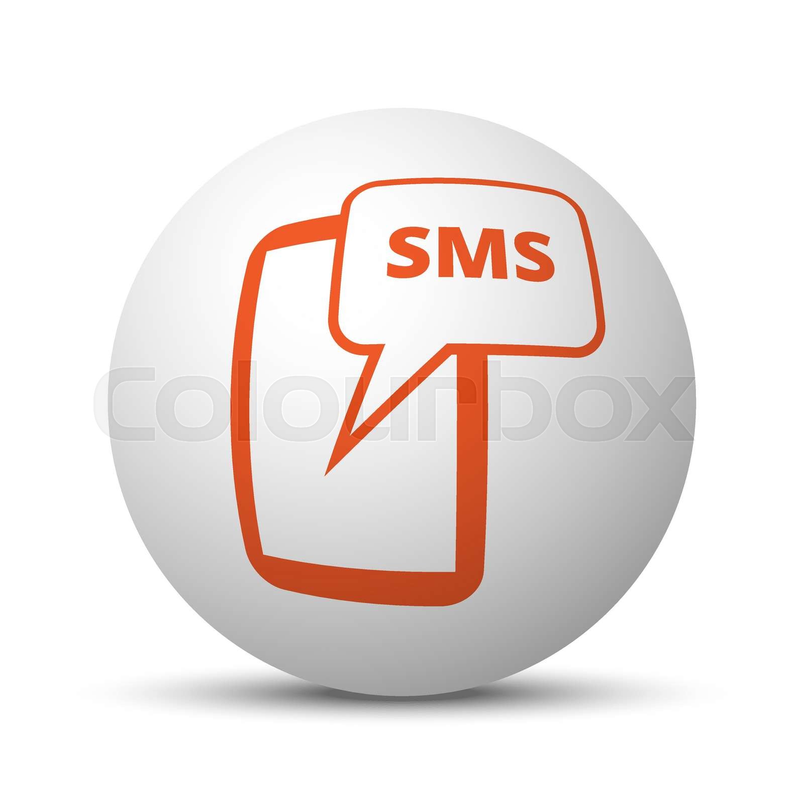 Orange Sms icon on white ball | Stock vector | Colourbox