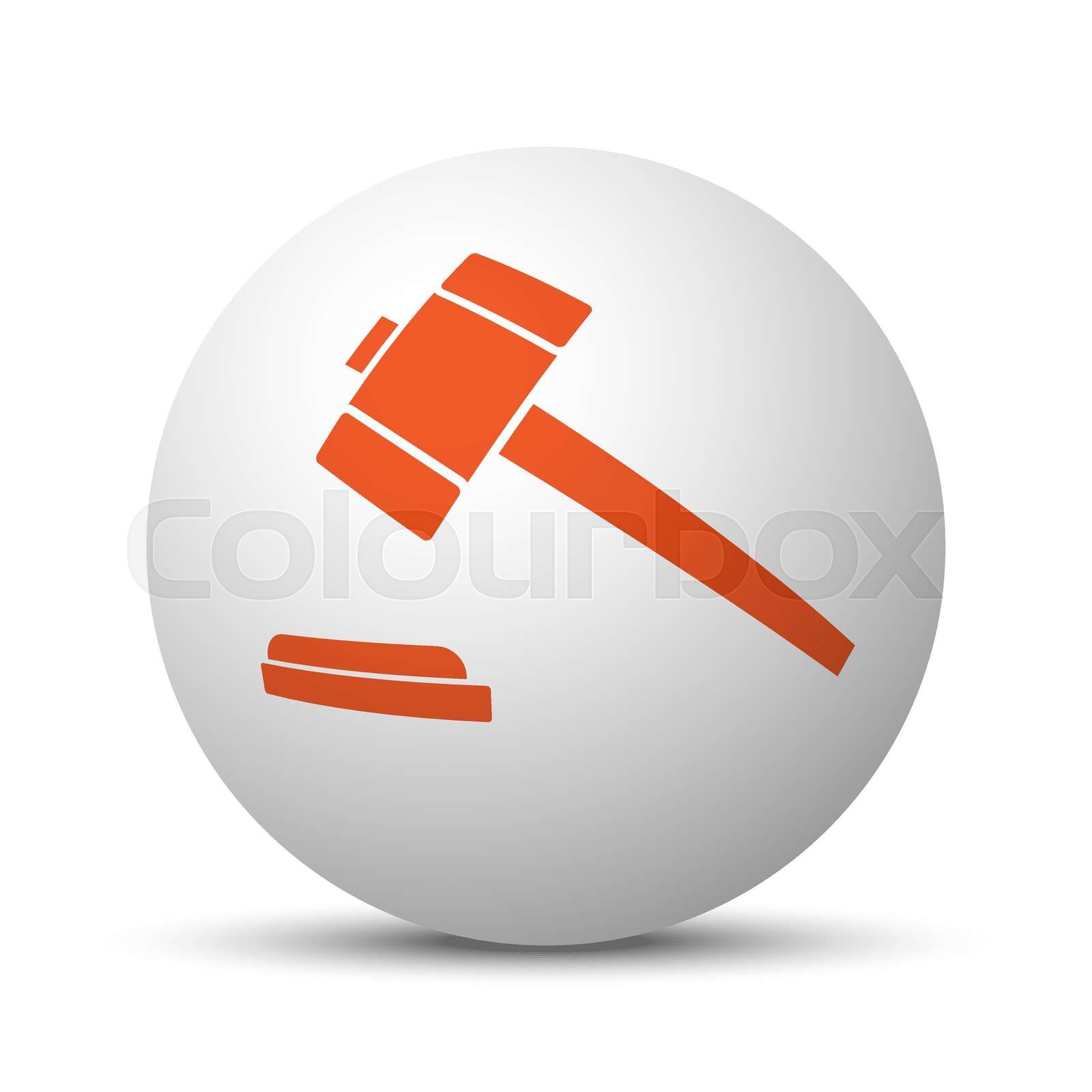 Orange Law Gavel icon on white ball | Stock vector | Colourbox