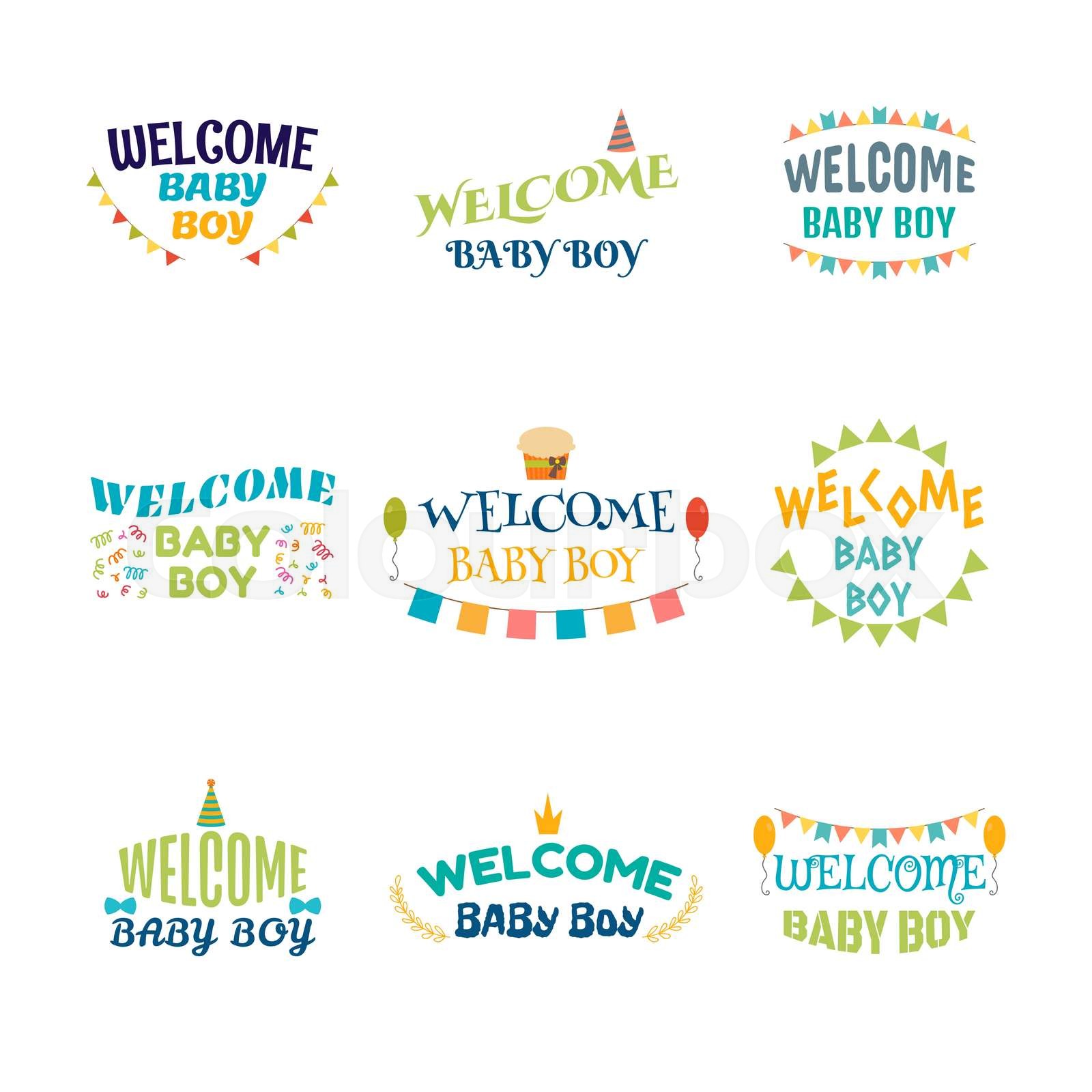 Welcome baby boy. Baby boy arrival postcards. Baby shower card design ...