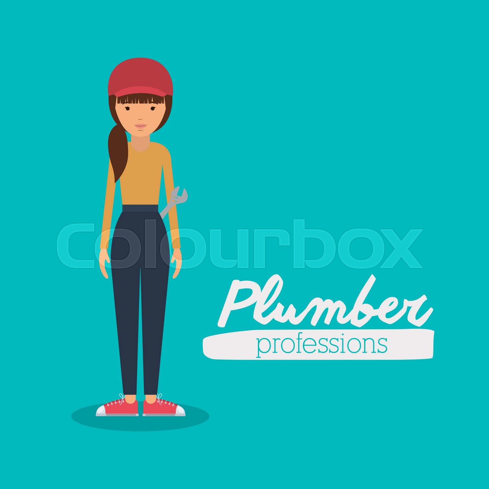 plumber woman design | Stock vector | Colourbox