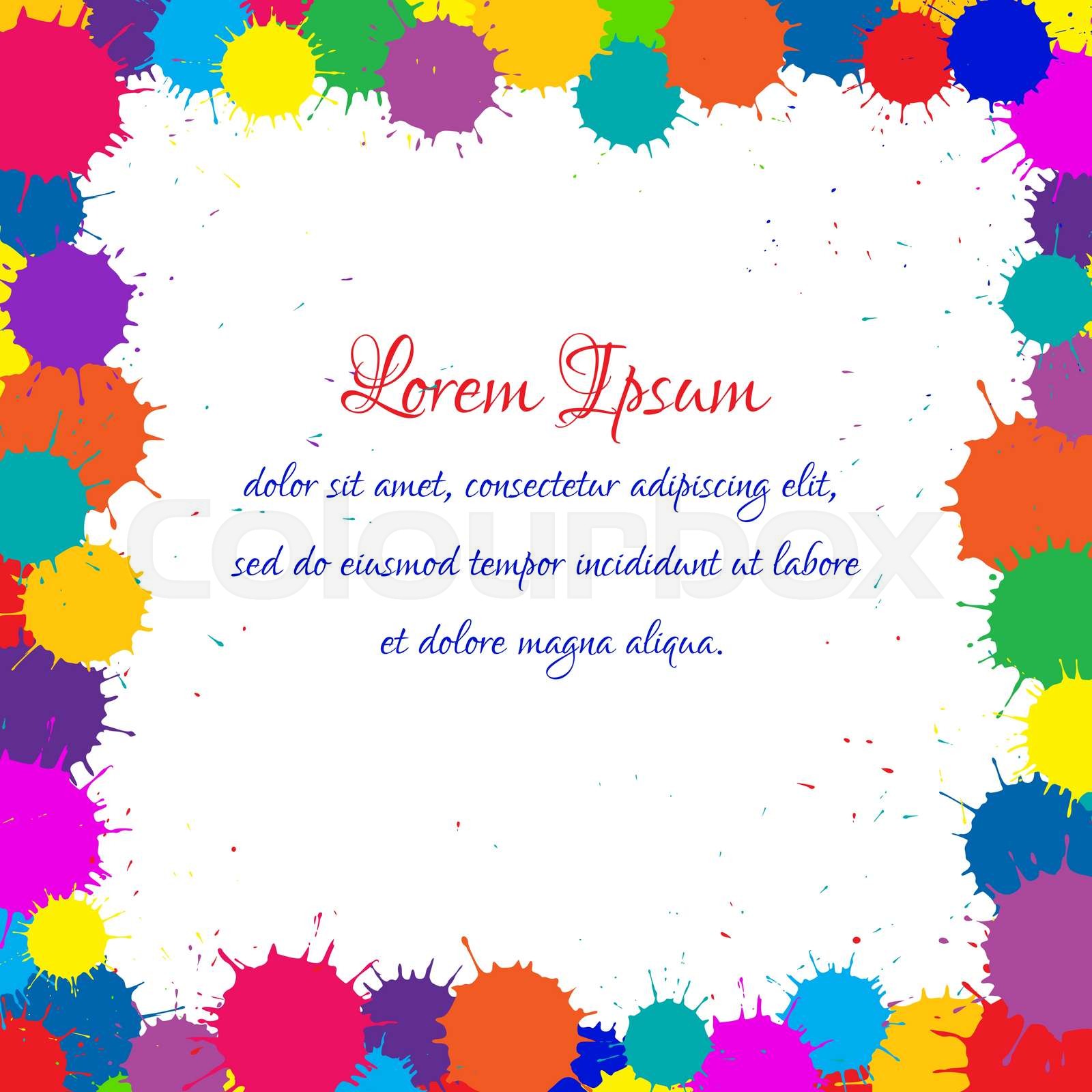 Vector Frame With Color Ink Blots over White | Stock vector | Colourbox