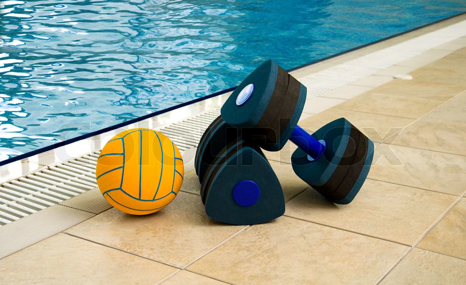 Aqua Aerobics Dumbbells and Ball. Water Aerobics. | Stock image | Colourbox