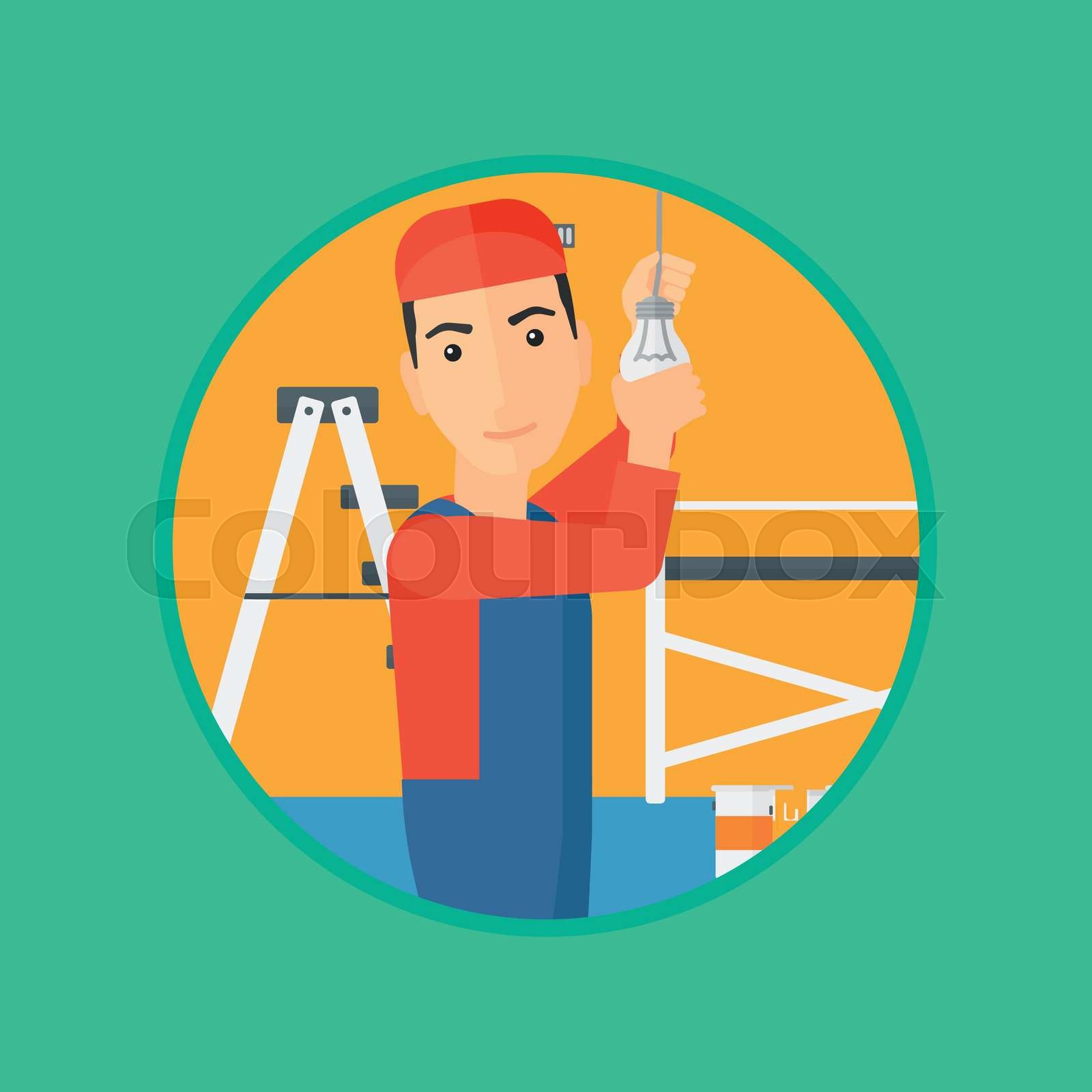 elektriker, cartoon, elektro- | Stock-Vektor | Colourbox