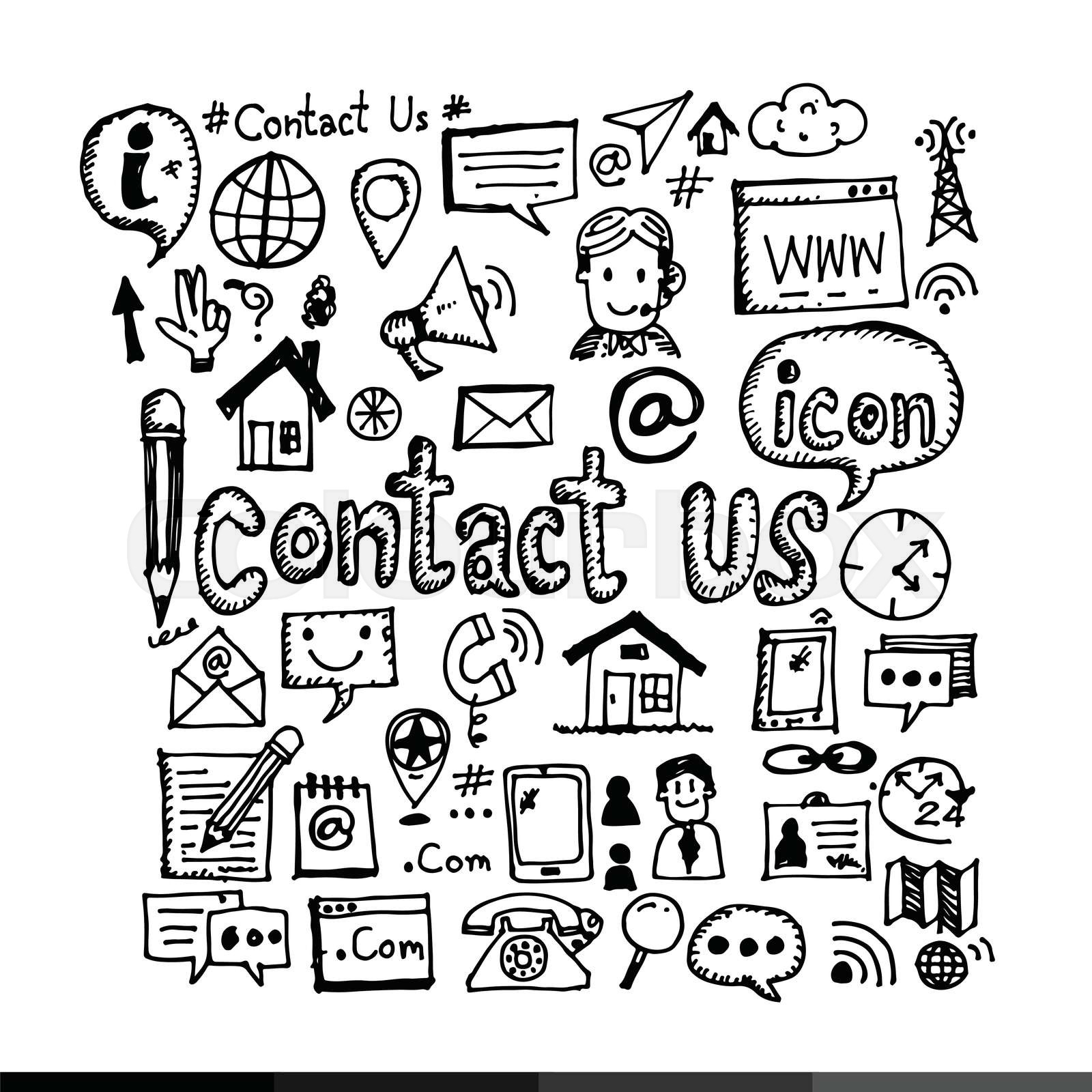 Hand Draw Contact Us Icon Illustration design | Stock vector | Colourbox