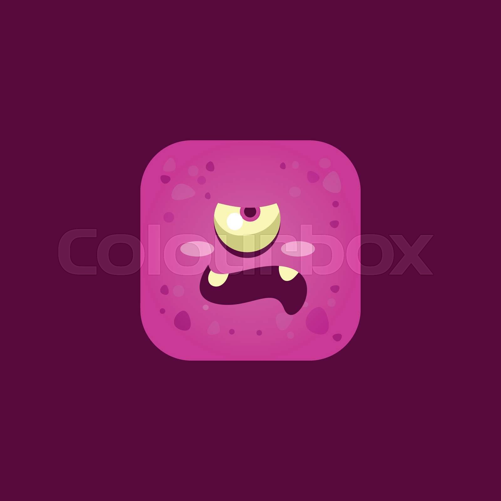 Unpleased Pink Monster Emoji Icon | Stock vector | Colourbox