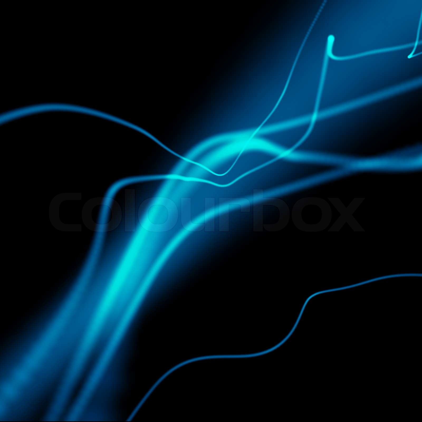 bright blue wavy smooth neon background in perspective | Stock image ...