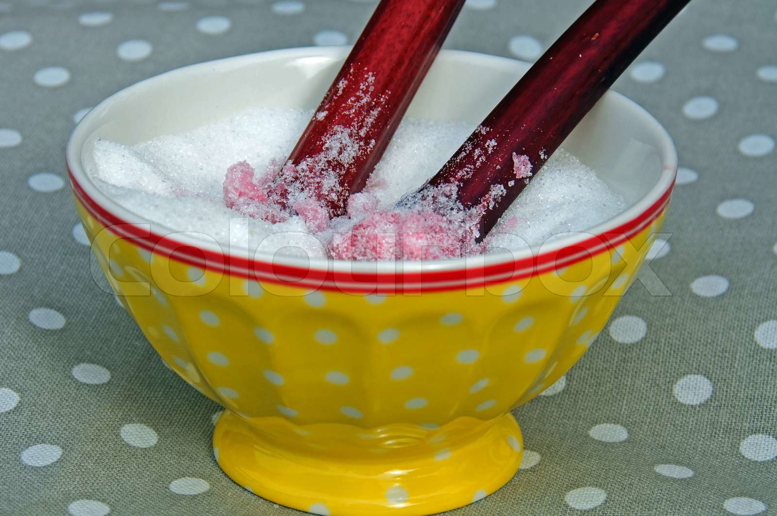 Rhubarb stalks dipped in sugar. Candy for children | Stock image ...