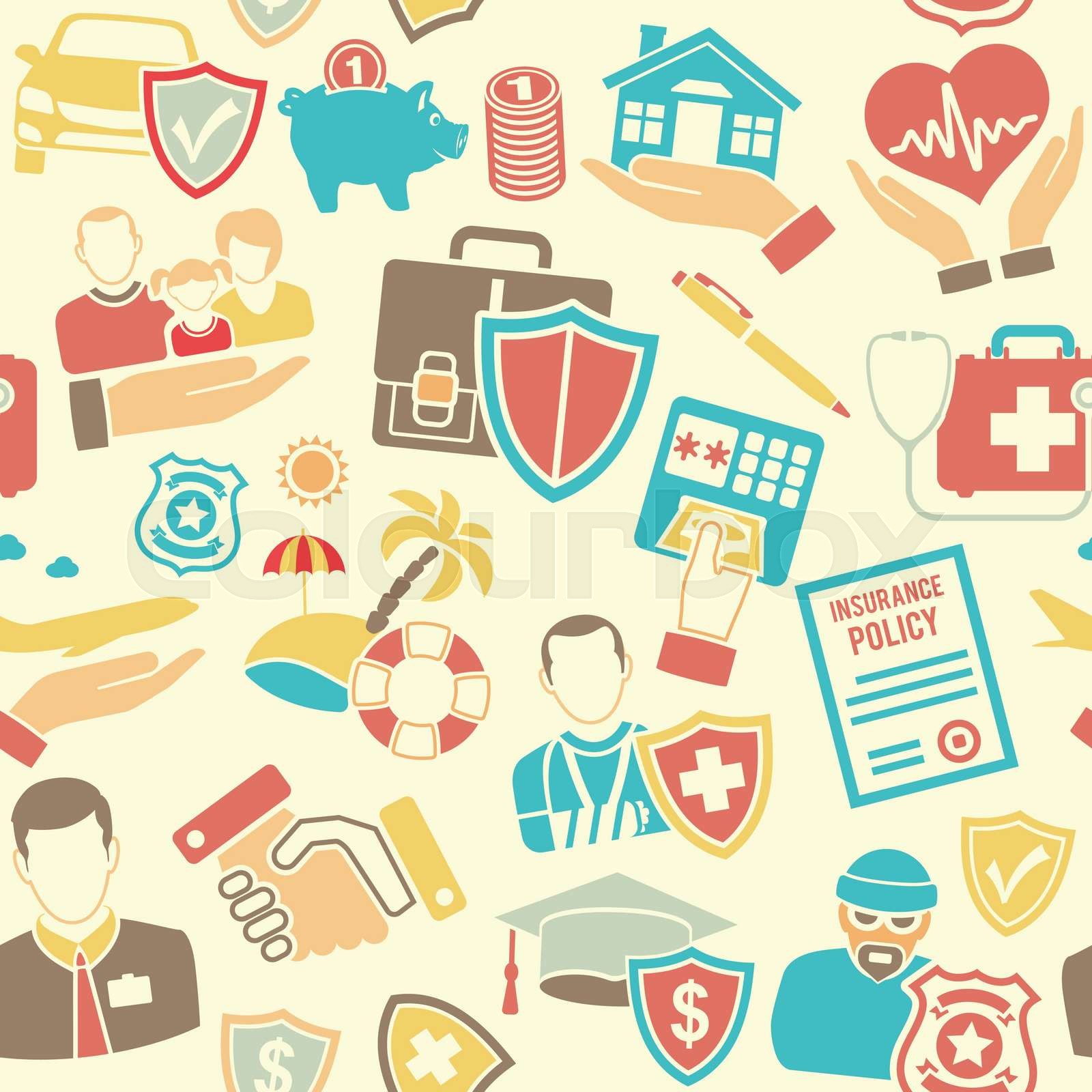 Insurance Seamless Pattern | Stock vector | Colourbox