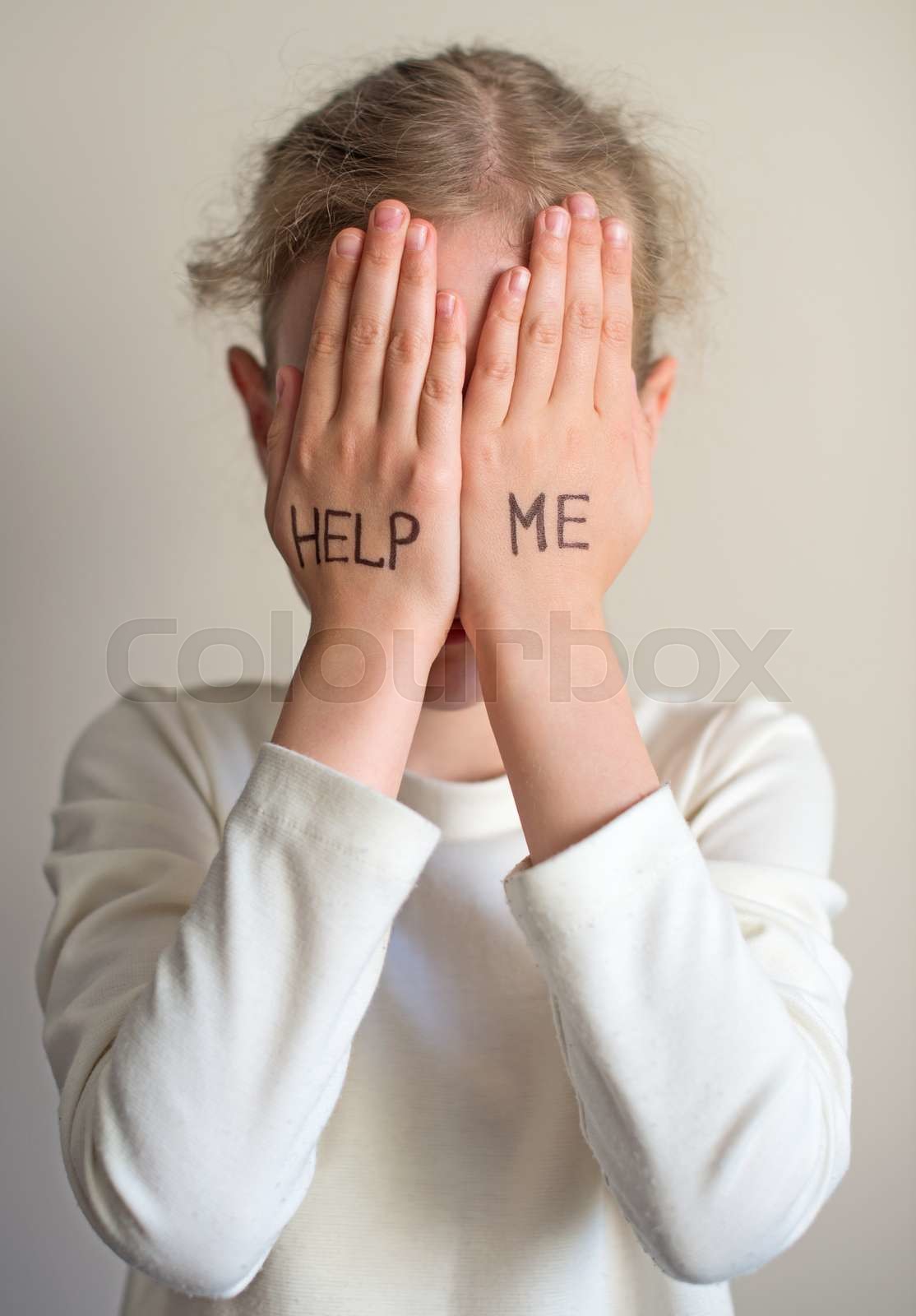 Child need help. Little girl crying. | Stock image | Colourbox